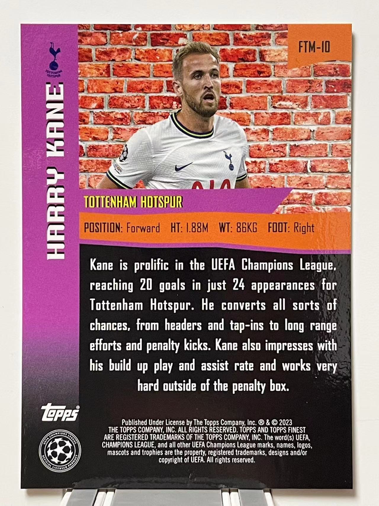 2022-23 Topps Finest Harry Kane 热刺 拜仁 大英帝星 凯恩 the Man 大佬特卡 超美 金折 50编 1: ...