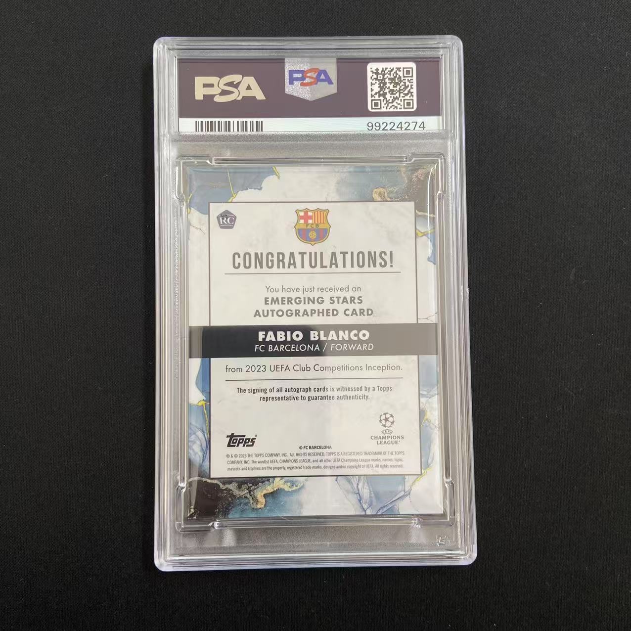 2023 Topps Inception 盗梦空间 欧战 Fabio Blanco 布兰科 RC 新秀签字 金平行 巴塞罗那 1of1 1/1 ...