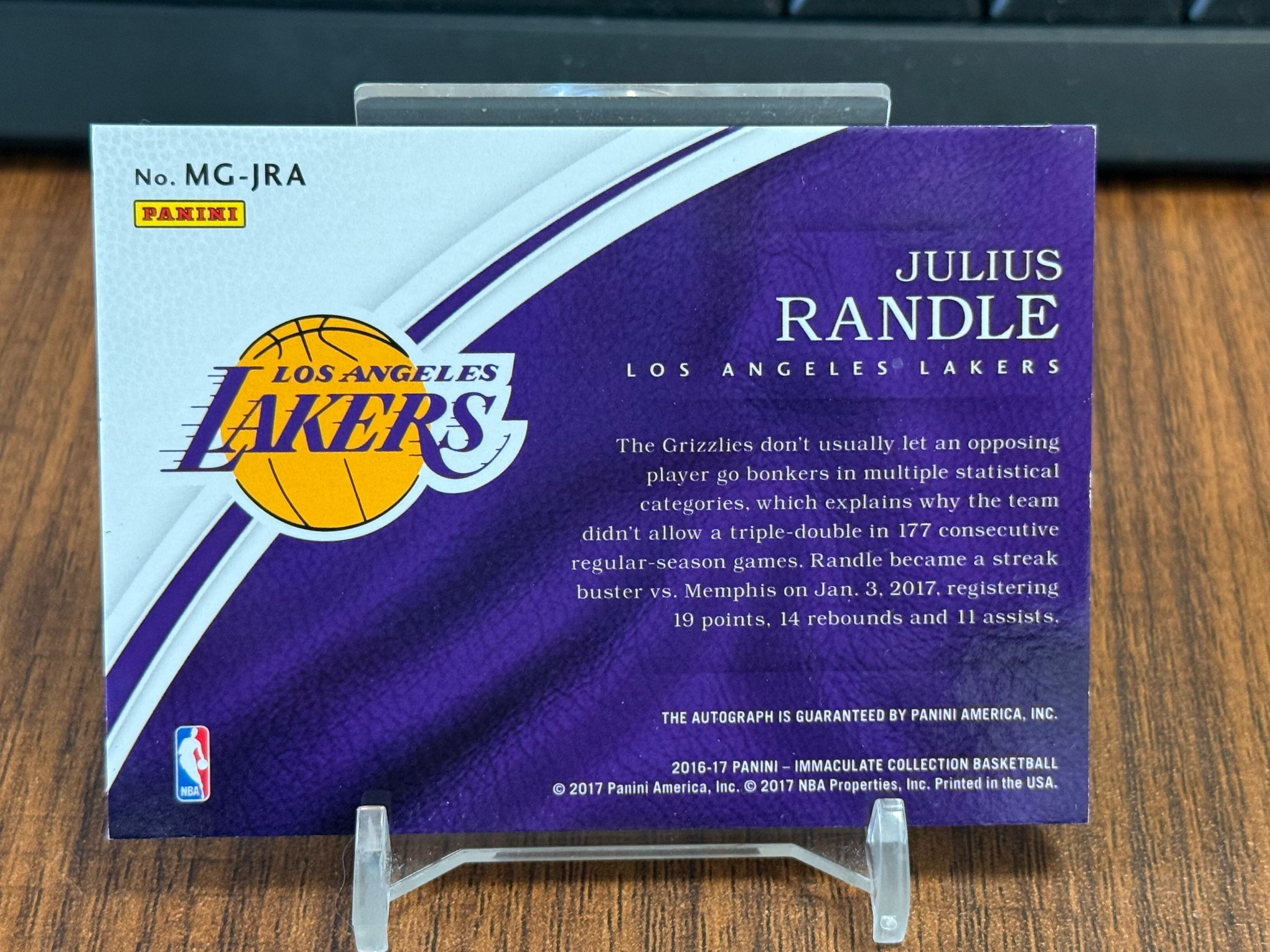 【浩行拍卖 截标预付82%】2016-17 panini immaculate Julius Randle 湖人 朱利叶斯 兰德尔 签字 卡签 ...