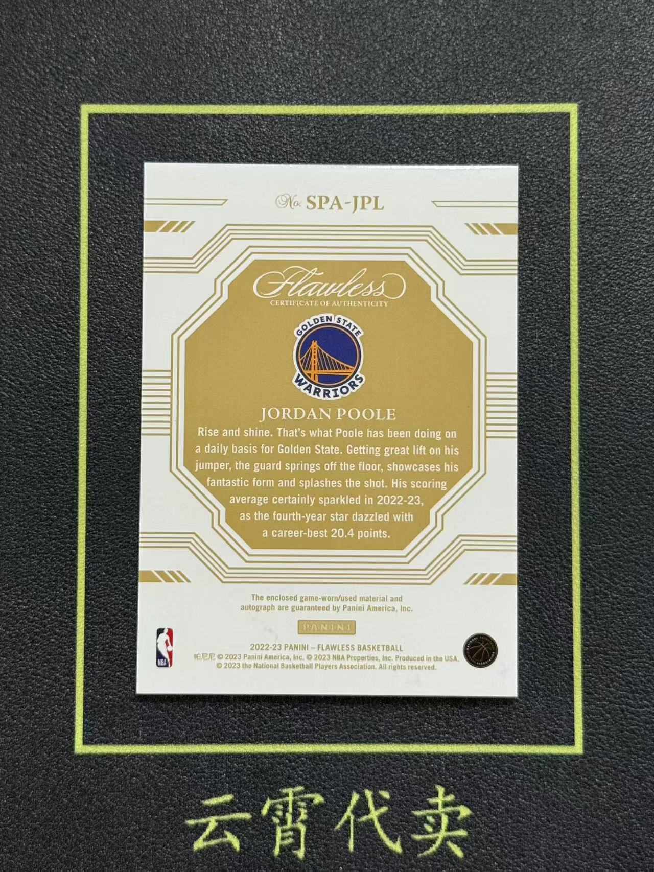 2023-24 Panini Flawless Jordan Poole 【云霄代卖精品】手提 乔丹 普尔 SPA 签字 卡签球衣 PATCH ...