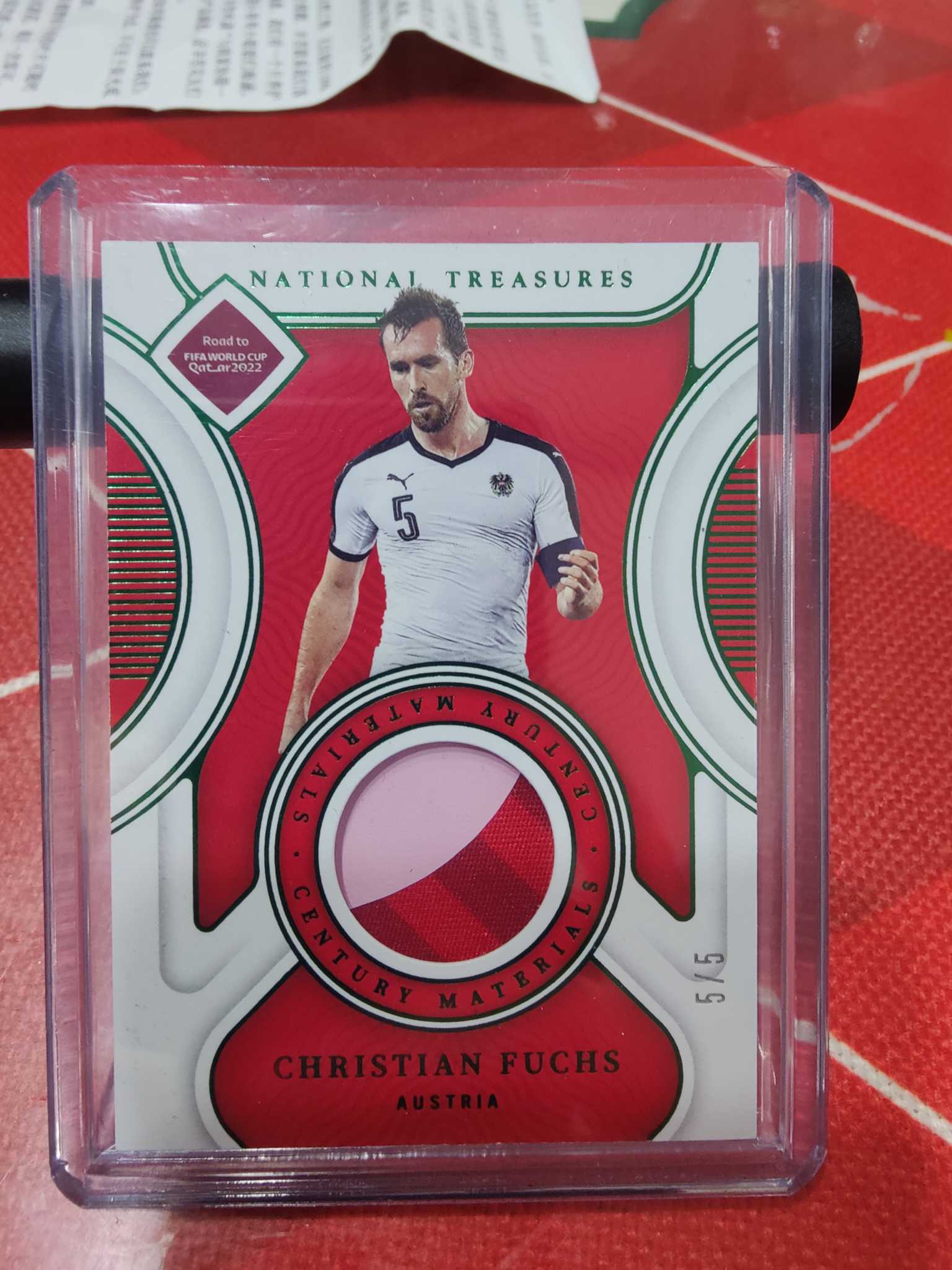 2022 Panini National Treasures Christian Fuchs 福克斯 奥地利 5/5编 超低尾编 球衣 物料 ...