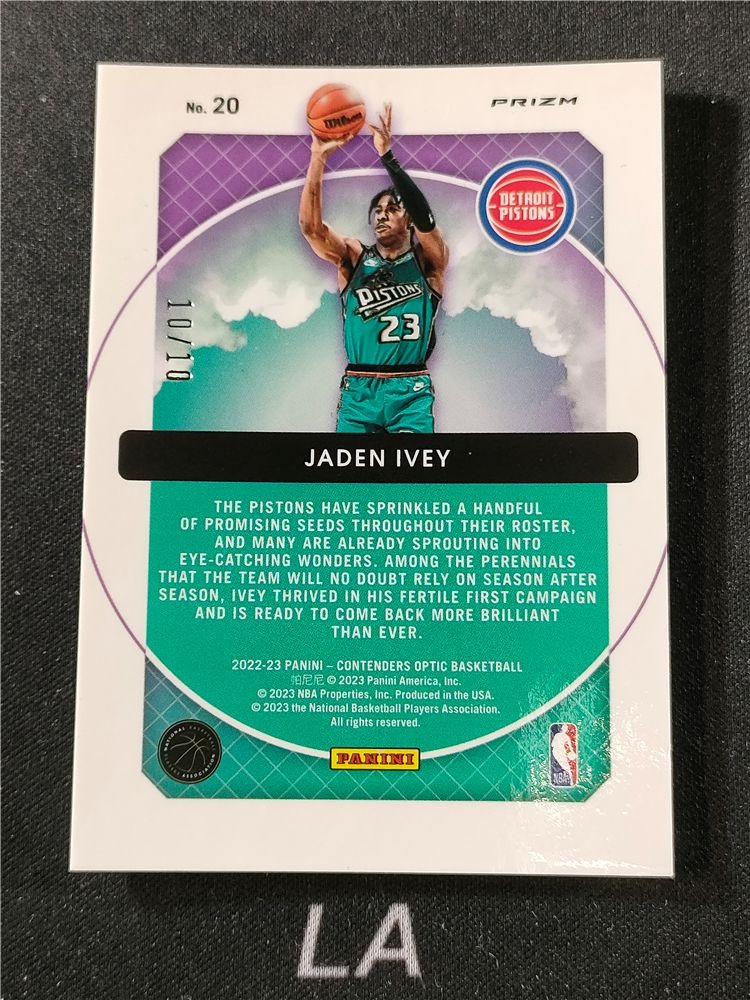 【LA拍卖】22-23 Panini Contenders Optic Jaden Ivey 球票OP 新秀RC 杰登 艾维 活塞队 金折 ...
