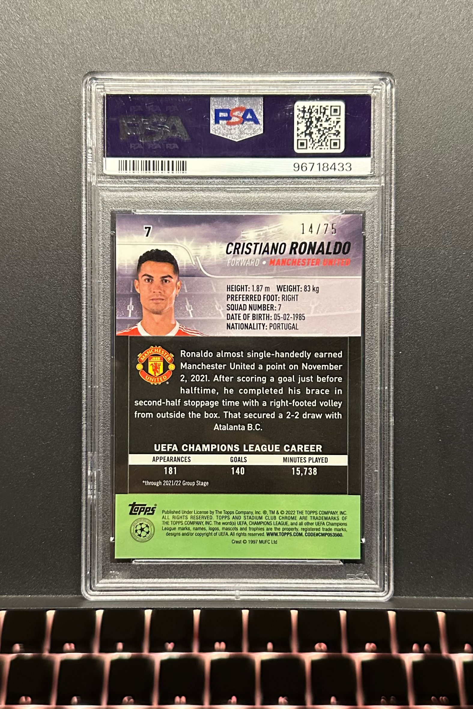 2022 Topps Stadium Club Cristiano Ronaldo 【Duck精品】竞技场 曼联 C罗 75编 铜棱镜折 绝杀 ...