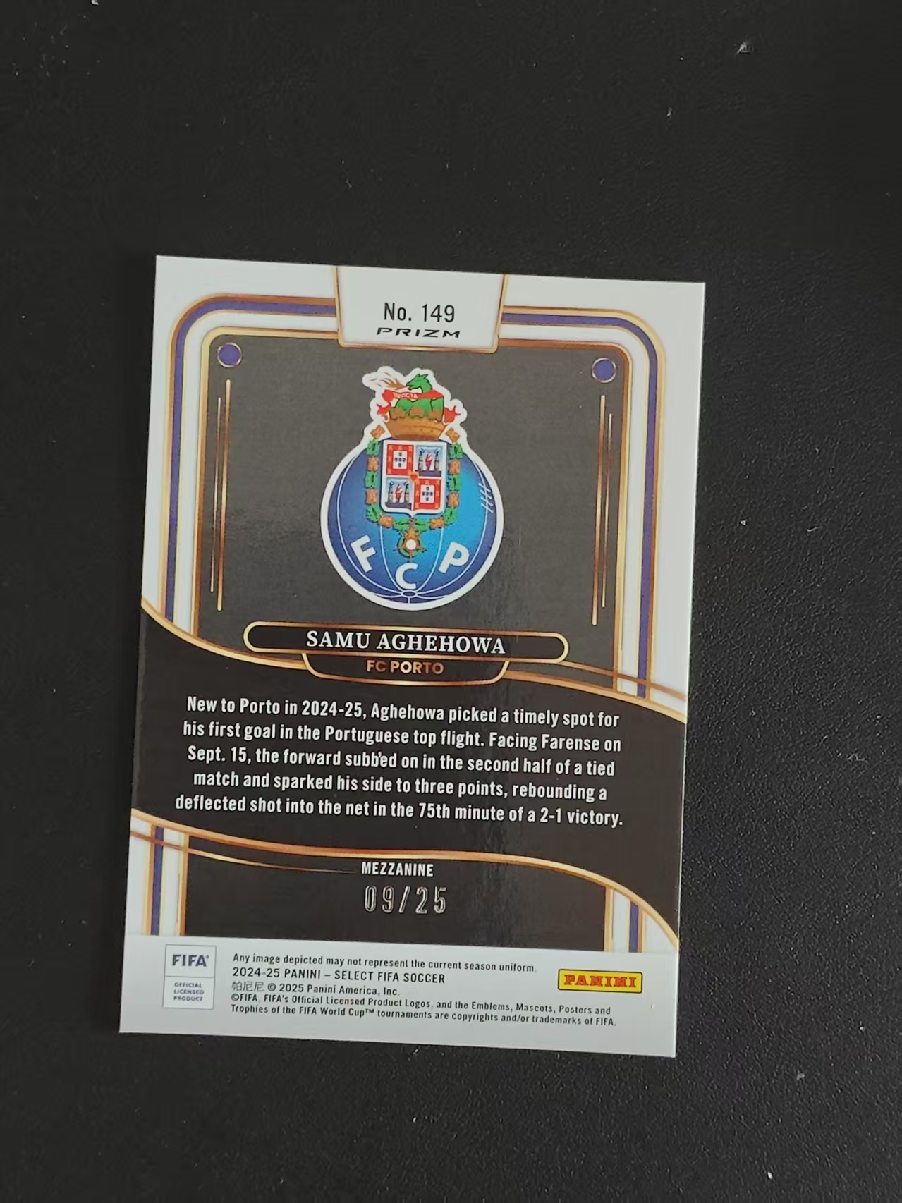 2024-25 Panini Select Samu Aghehowa FIFA 阿格赫奥瓦 奥莫洛迪翁 波尔图 二级 09/25编 扎染折 ...