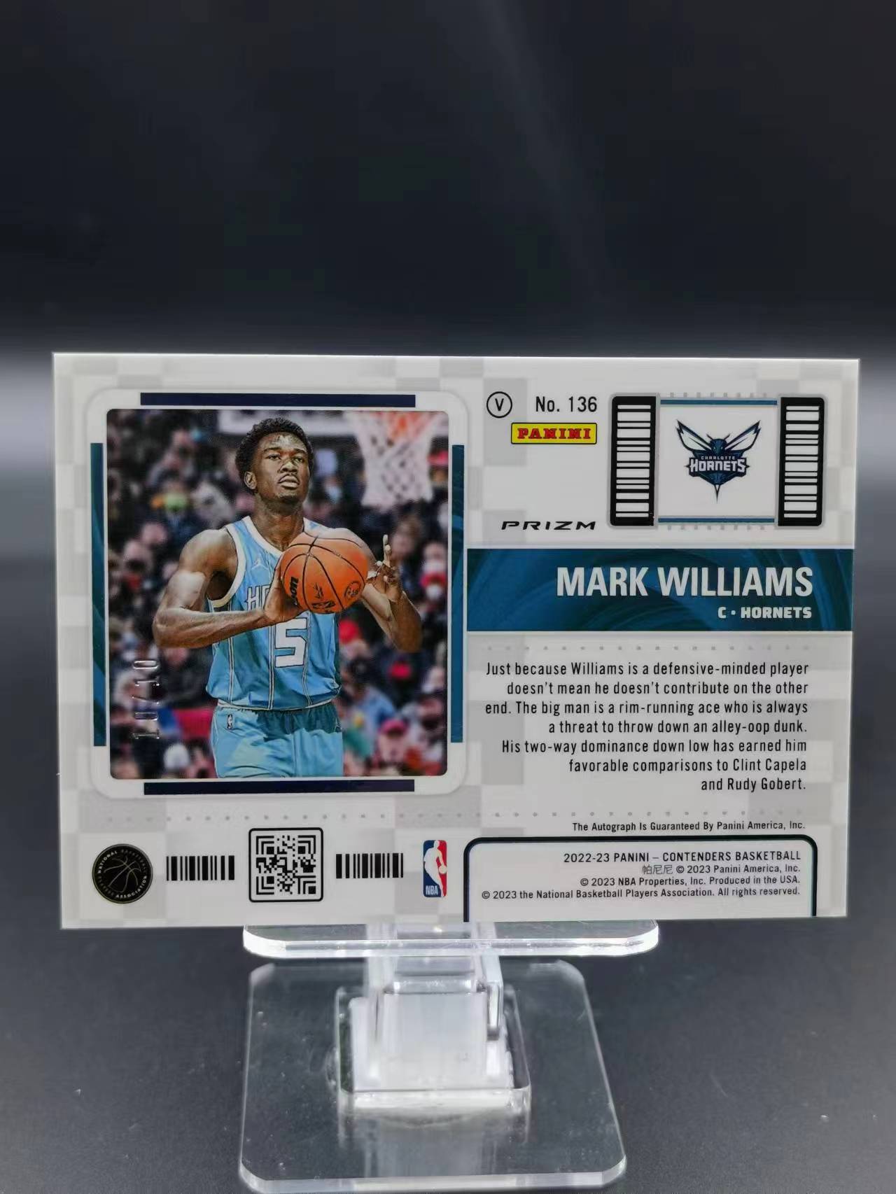 2022-23 Panini Contenders Mark Williams 【无疫烦拍卖】球票 黄蜂 马克威廉姆斯 新秀RC 签字卡签 金 ...