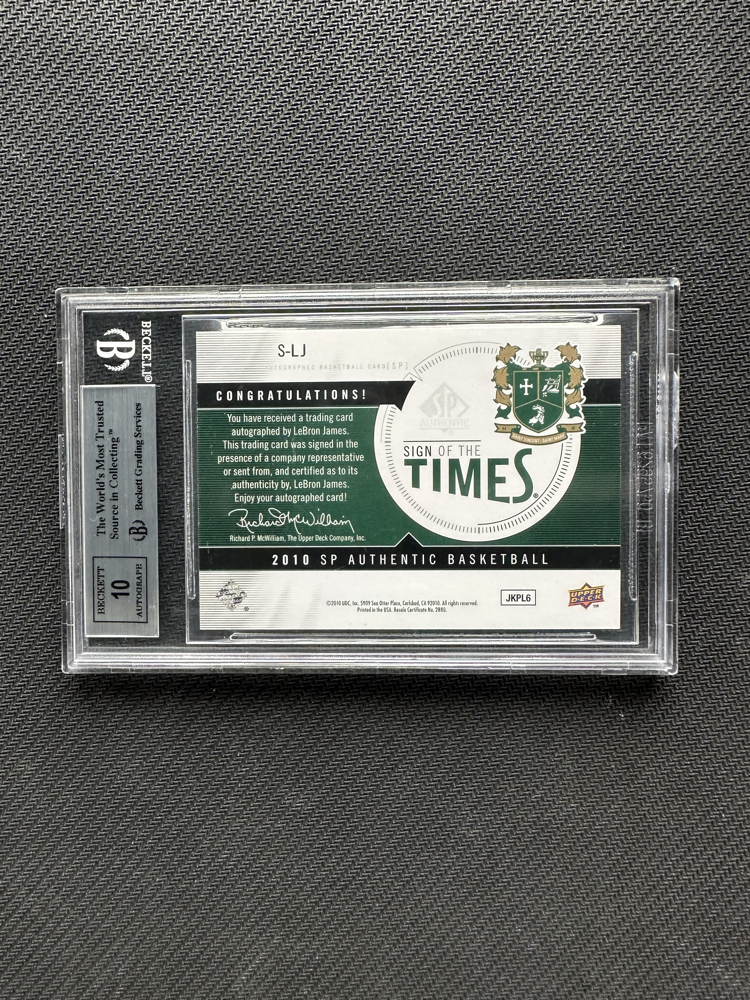 2010-11 Upper Deck SP Authentic LeBron James 圣文森特·圣玛丽高中 勒布朗詹姆斯 签字 卡签 BGS银标8.5分签字10分 不累计 菊-XIE 卡淘