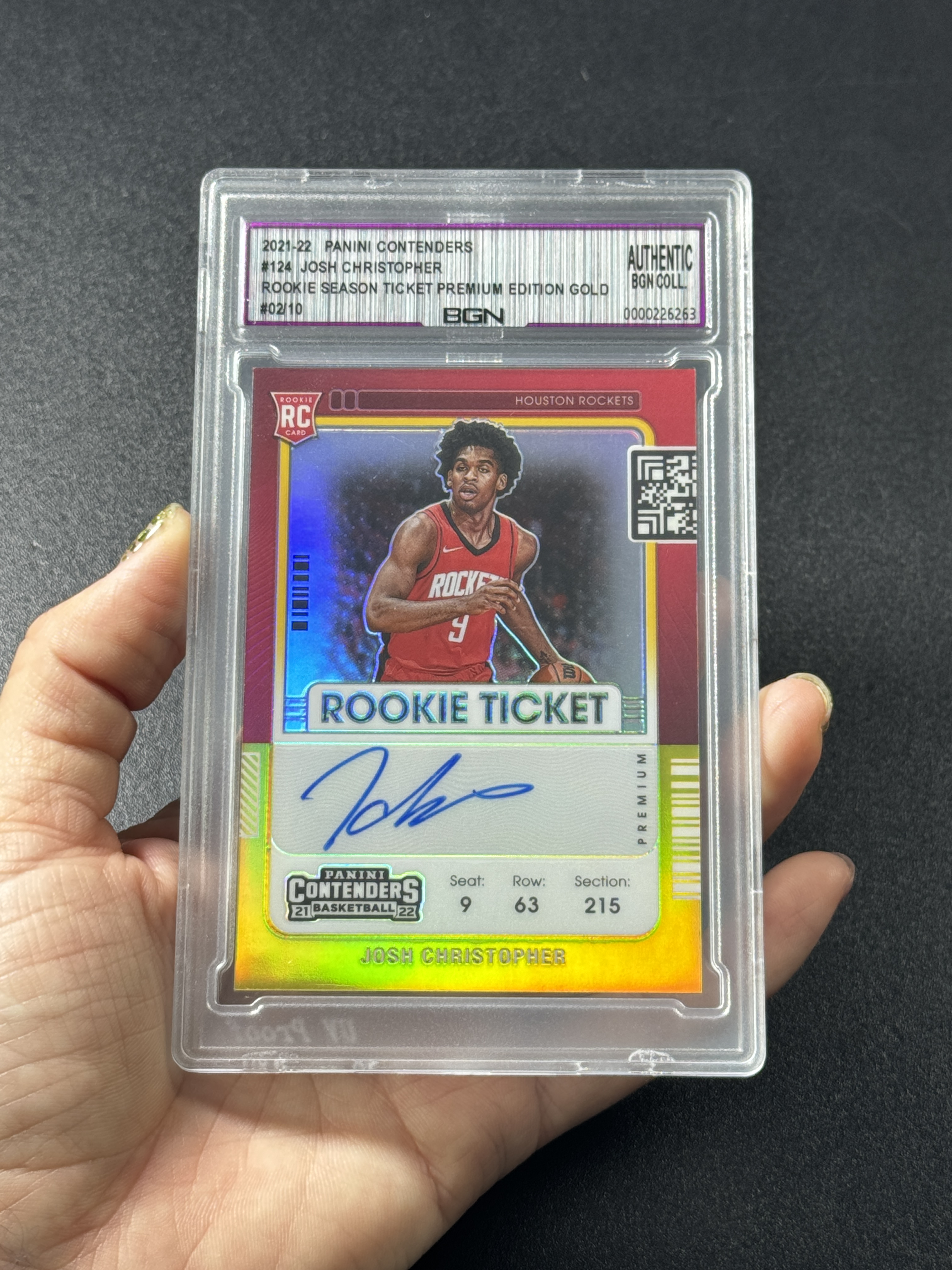 【喷子拍卖】2021-22 Panini Contenders Josh Christopher 球票 火箭 克里斯托弗 RC 新秀 金折 ...