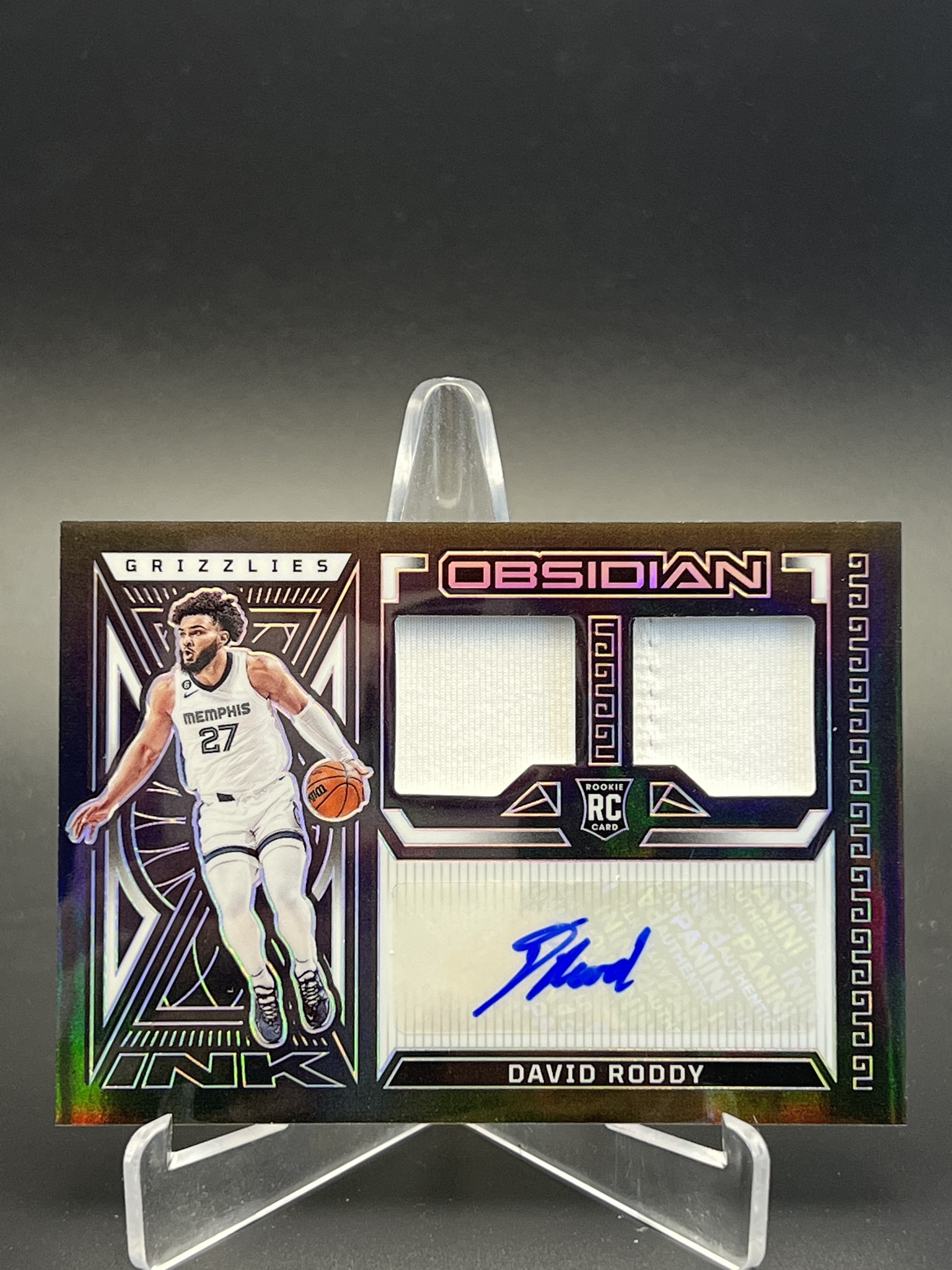 2023 Panini Obsidian David Roddy RC 灰熊队 新秀 大卫罗迪 99编 双窗 球衣 物料 签字 贴签 折射 选 ...