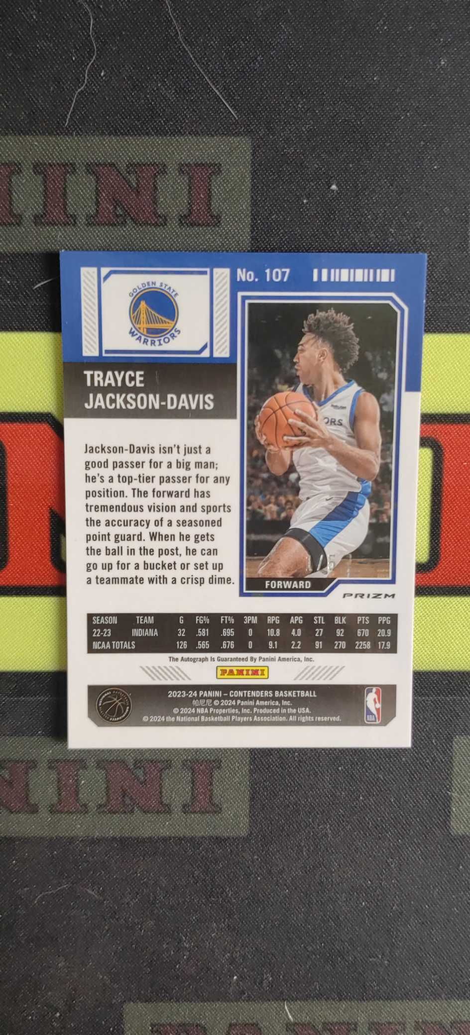 2023-24 Panini Contenders Trayce Jackson Davis RC 球票 勇士队 新秀 杰克逊 戴维斯 土鸡蛋 ...