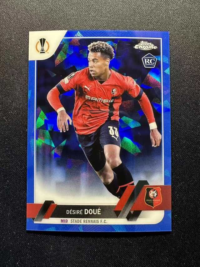 2023 Topps Chrome Désiré Doué RC 欧冠蓝宝石 新秀 德西雷 杜埃 大巴黎 蓝碎冰折 正base 欧冠决赛大功臣 ...