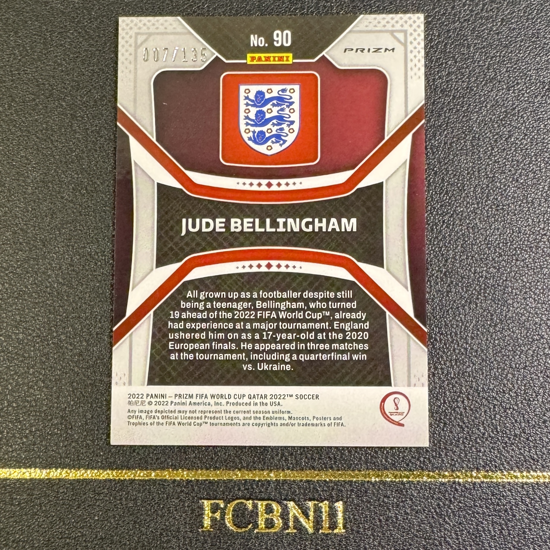 【FCB拍卖】2022 PANINI PRIZM JUDE BELLINGHAM 贝林厄姆 蓝圈圈折 135编 7/135 英格兰 皇马 ...