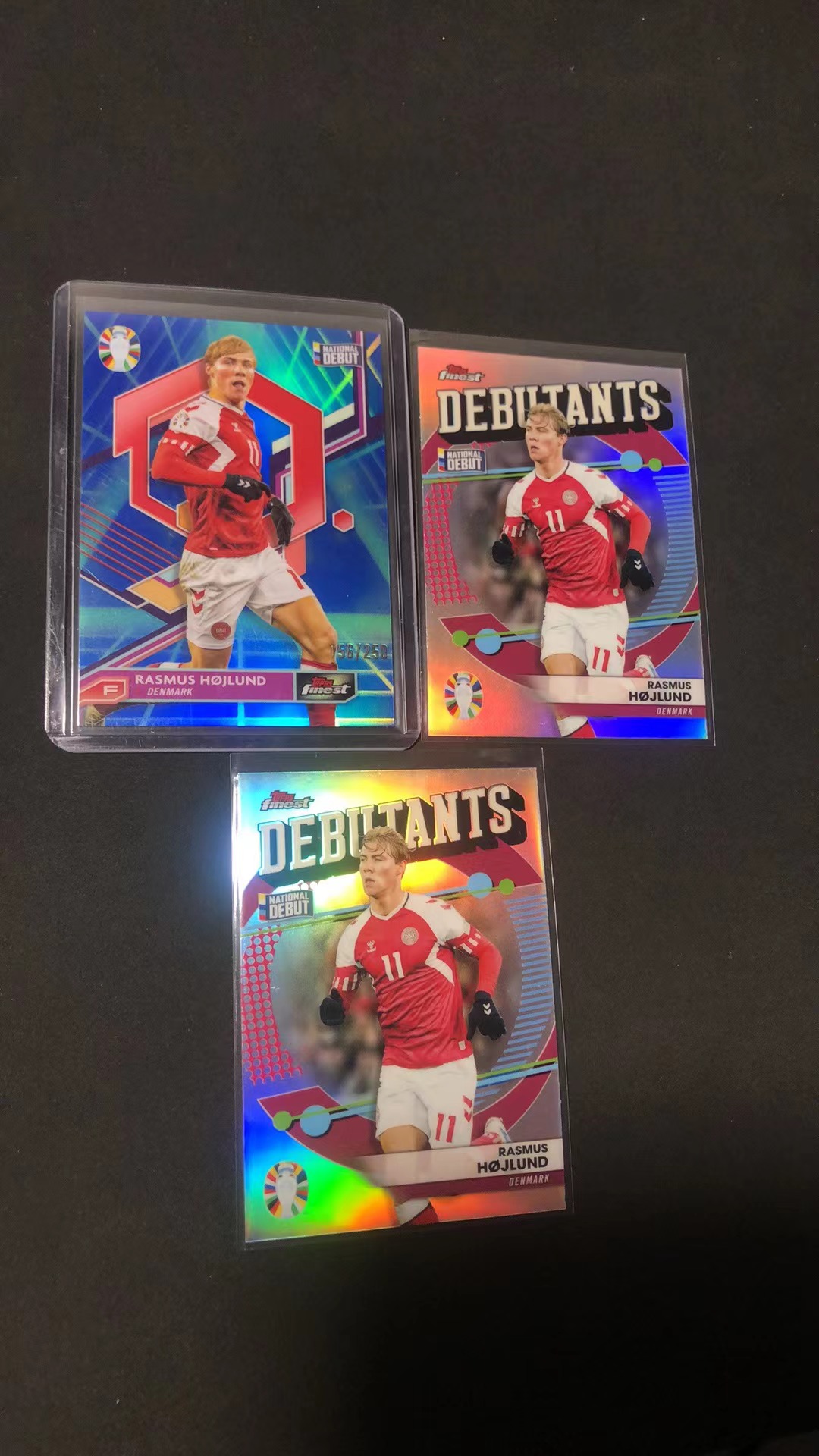 2023-24 Topps FINEST RASMUS HOJLUND 欧洲杯NATIONALDEBUT 丹麦 霍伊伦德 156/250编 蓝 ...