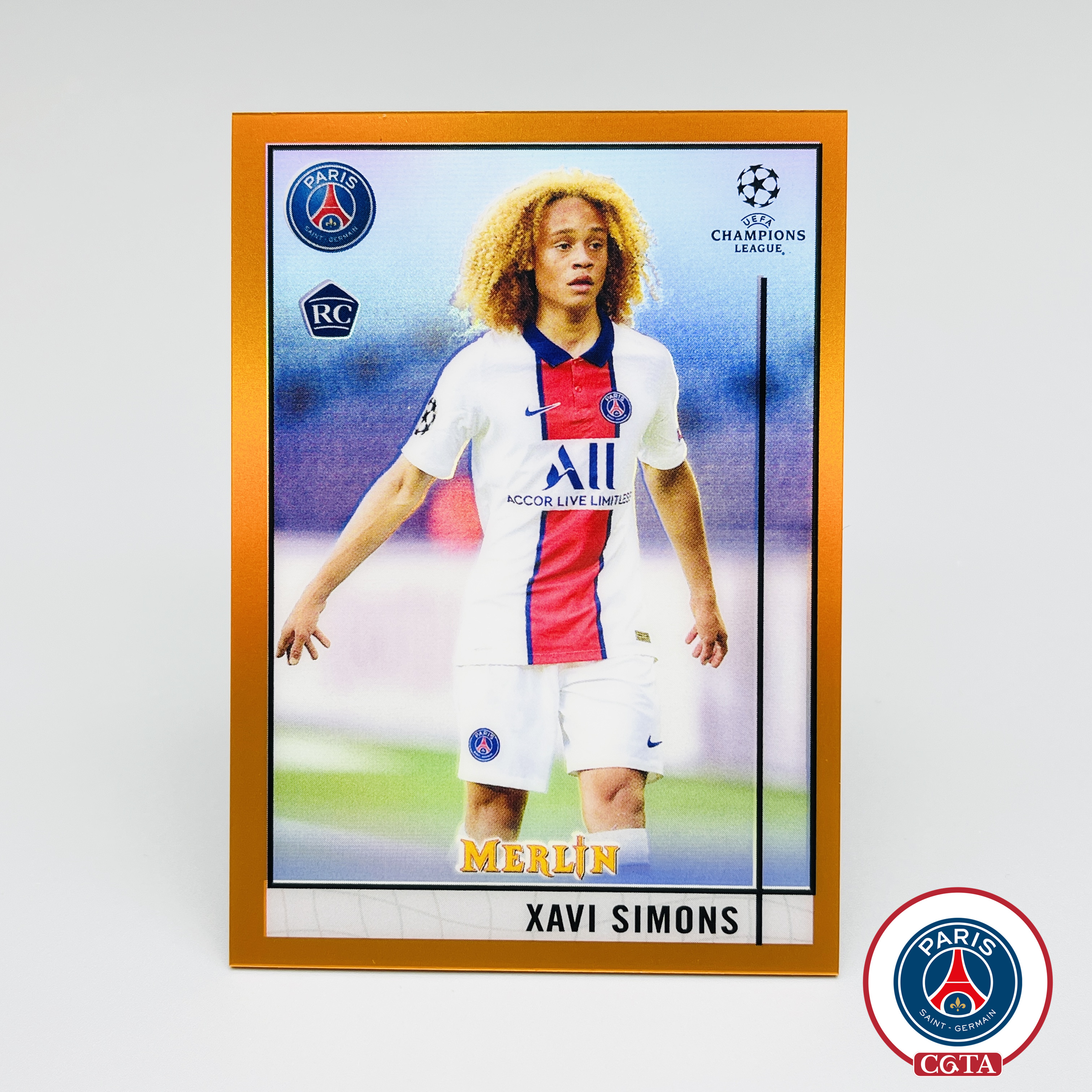 【CGTA】2020-21 Topps 欧冠 梅林Merlin Chrome 元年 巴黎 哈维西蒙斯 RC新秀 16/25编 橙折base ...