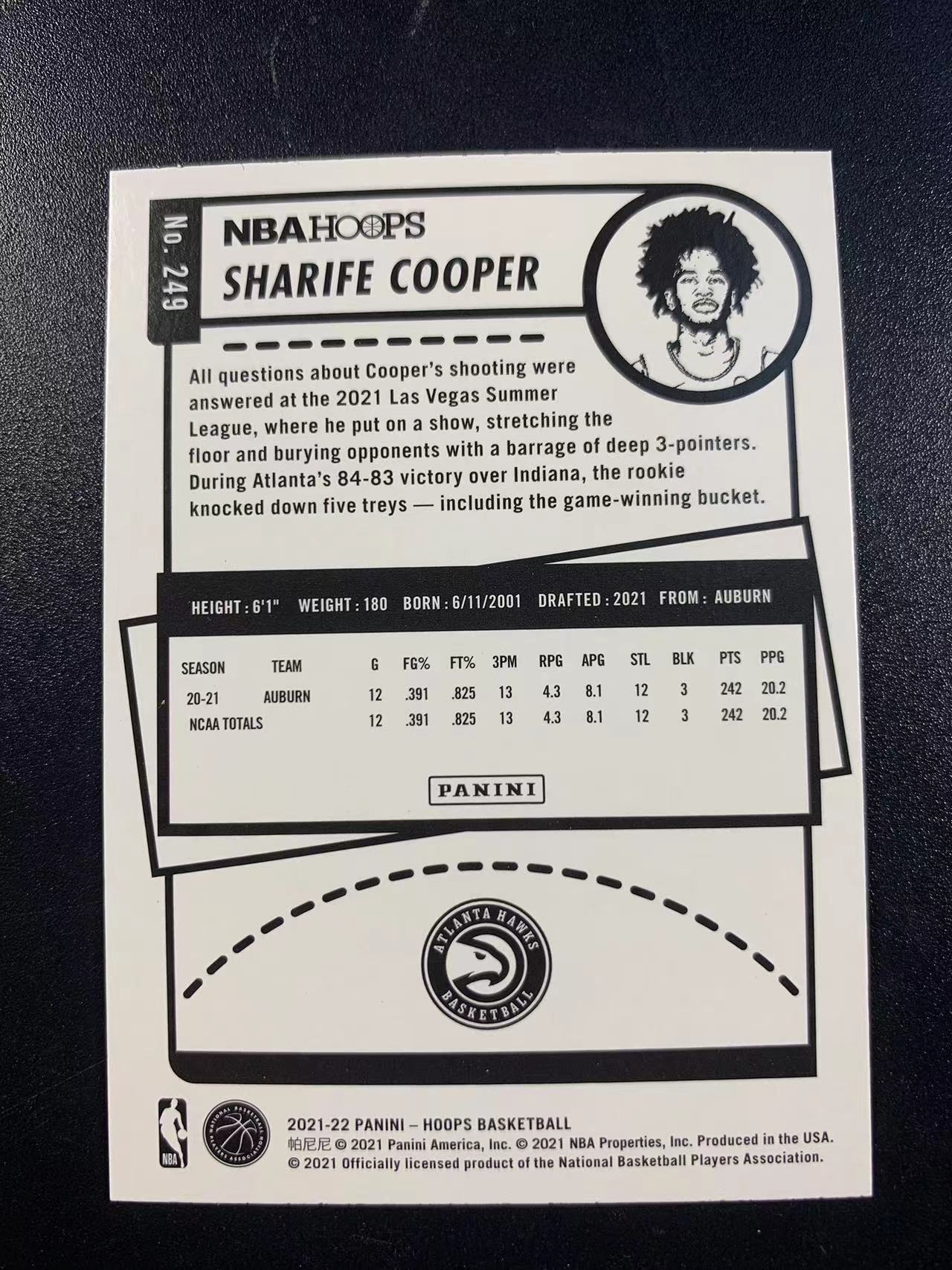 2021-22 Panini NBA Hoops Sharife Cooper RC 沙里夫 库珀 新秀 爆炸折 卡品如图 收藏必备 卡淘