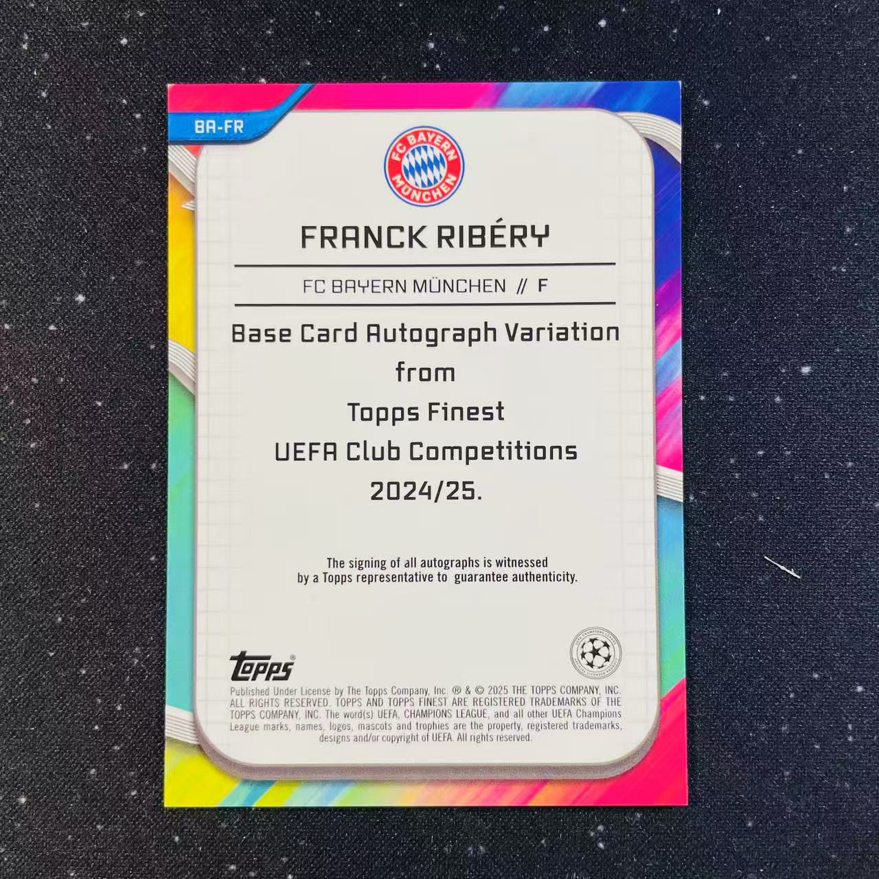 2024-25 Topps Finest 欧战 FRANCK RIBERY 拜仁 里贝里 橙折 25编 签字 罗本队友 微痕 洛北拍卖 ...