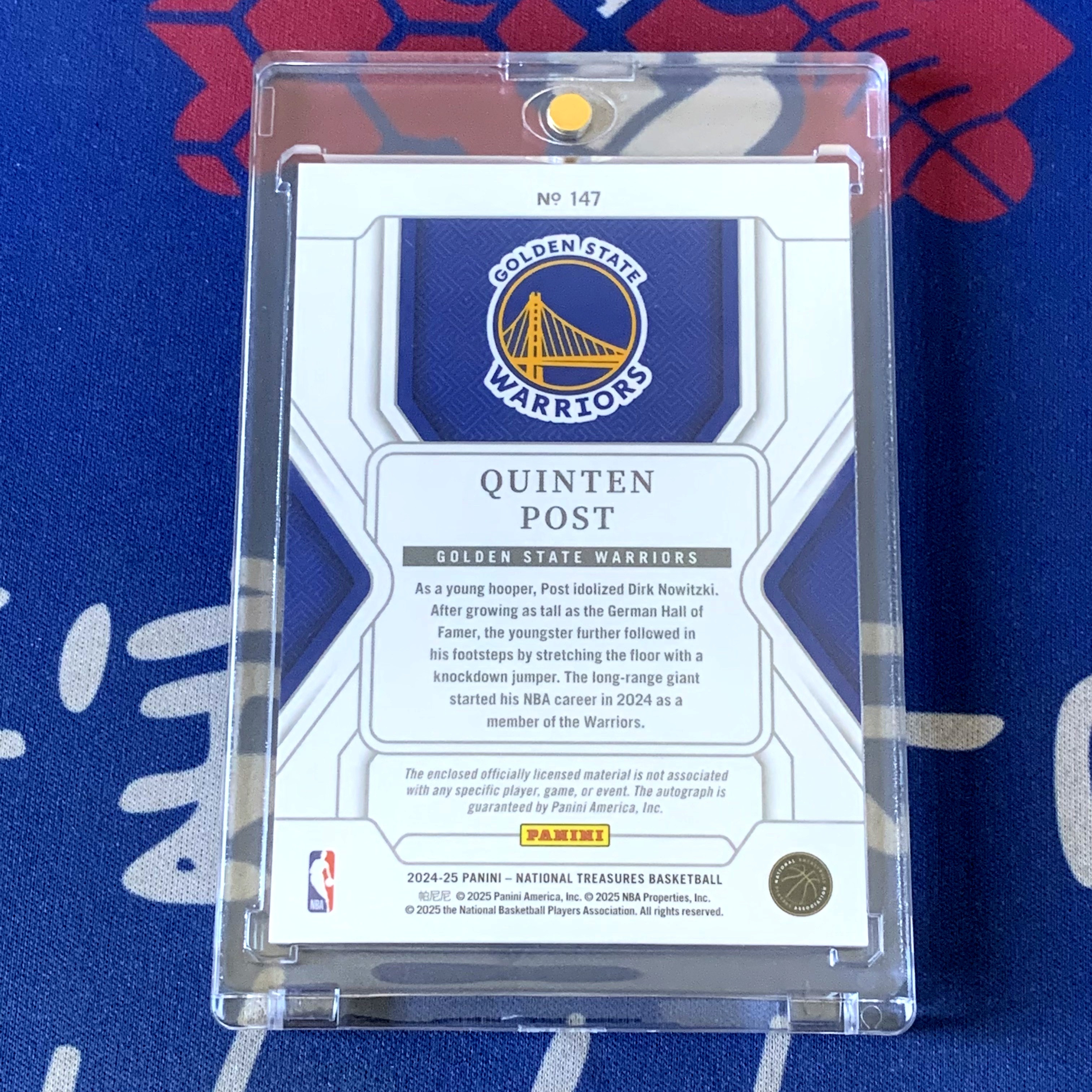 2024-25 National Treasures Quinten Post 【海宝】国宝 勇士 新秀RC 波斯特 99编 正RPA签字卡 ...