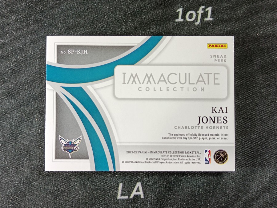【LA拍卖精品】21-22 Panini Immaculate Kai Jones 新秀RC 卡伊 琼斯 凯 琼斯 黄蜂队 1/1 1编1 ...