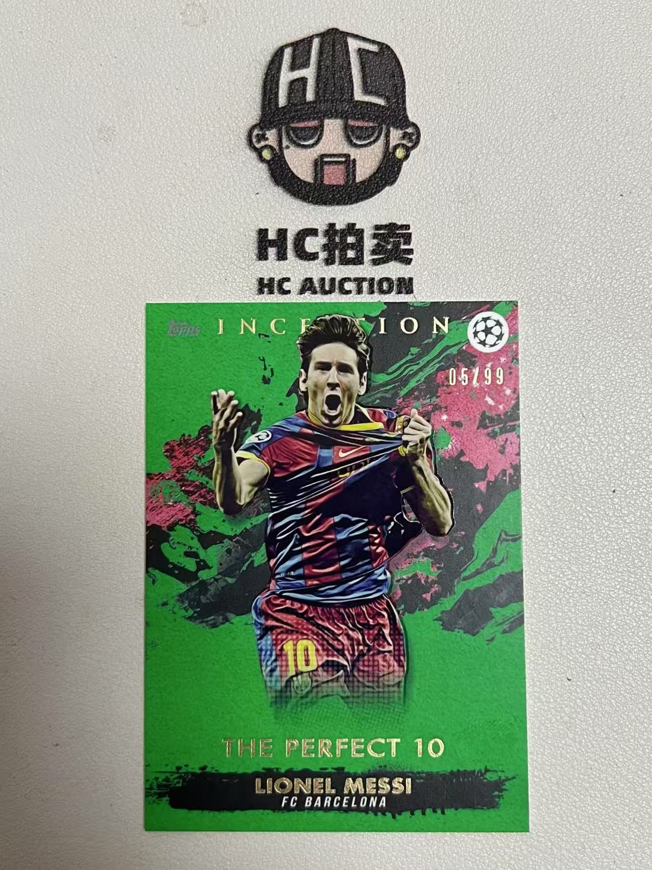 2021 Panini INCEPTION Lionel Messi 【HC拍卖】里奥 梅西 99编 绿折 完美10号 庆祝选图 巴萨 ...