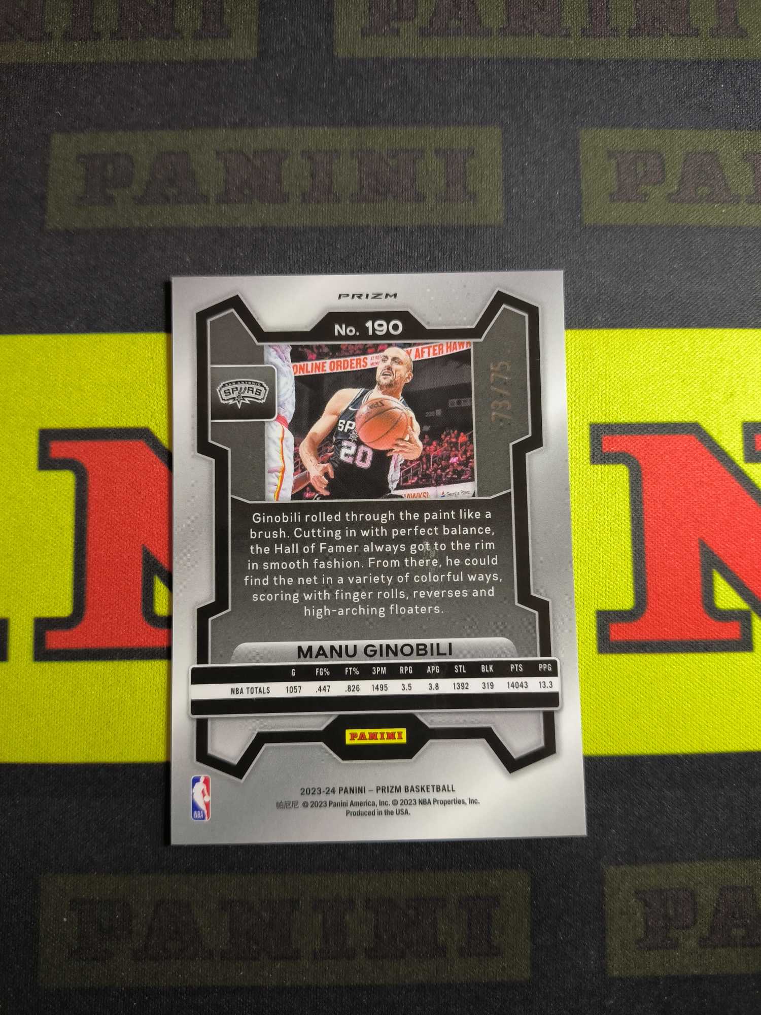 2023 24 Panini Prizm Manu Ginobili 圣安东尼奥马刺 妖刀 马努 吉诺比利 紫泡泡折 73 75编