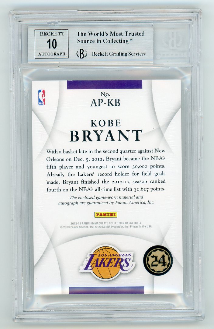 2012-13 Panini Immaculate Basketball Kobe Bryant Patch AUTOGRAPHS #‘ed ...