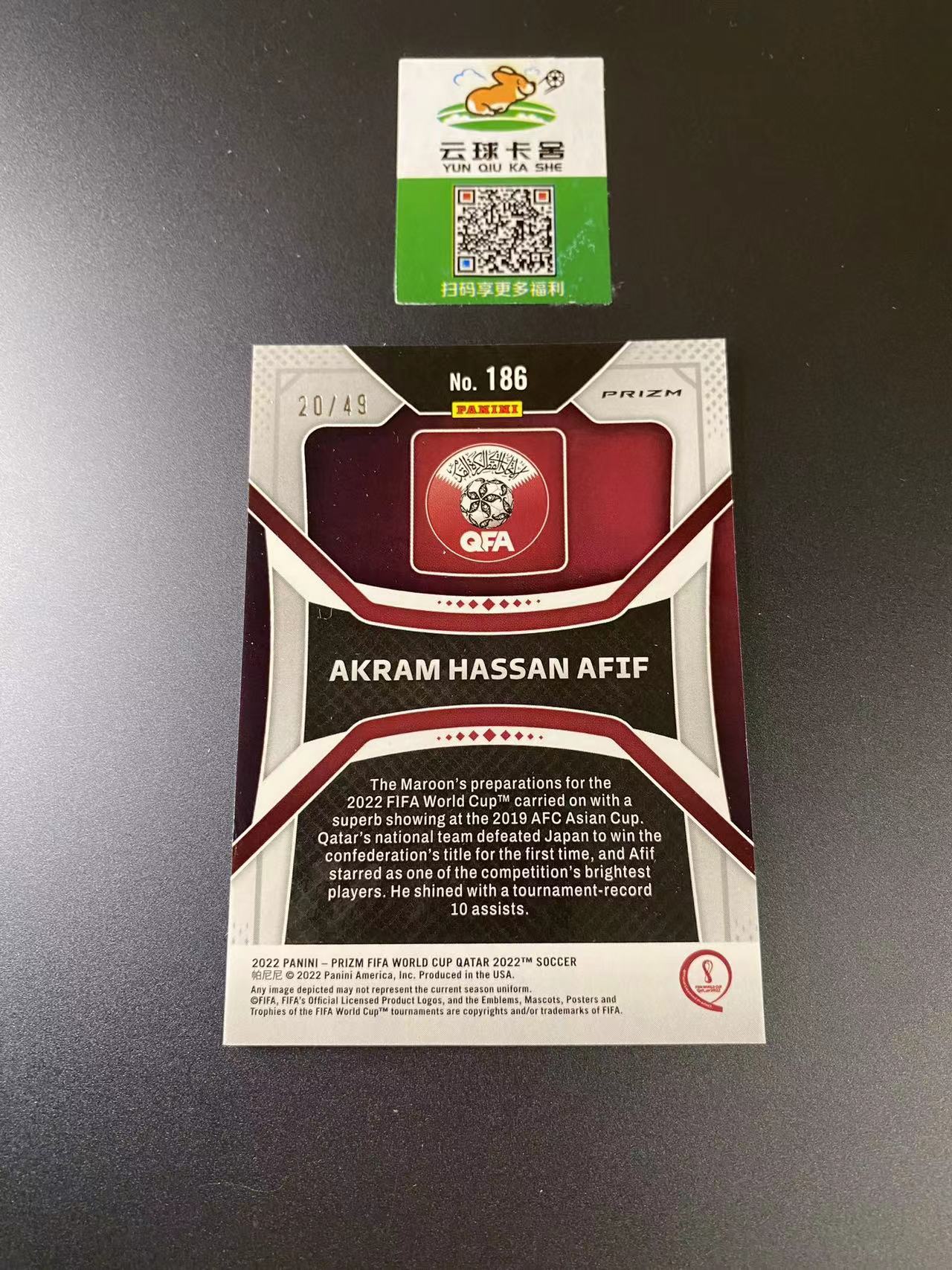 2022 Panini 世界杯prizm Akram Afif RC 阿菲夫 49编 蓝脉冲折 卡塔尔 印刷线如图【skkkkkk·云球代卖 ...