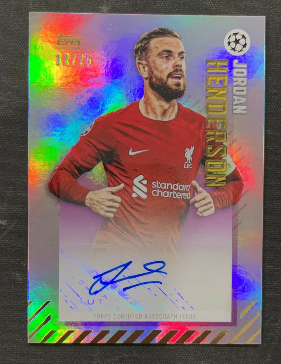 【长安代卖】2022-23 Topps Gold 利物浦 Jordan Henderson 乔丹亨德森 12/25编 低编 签字 紫折 实卡 ...