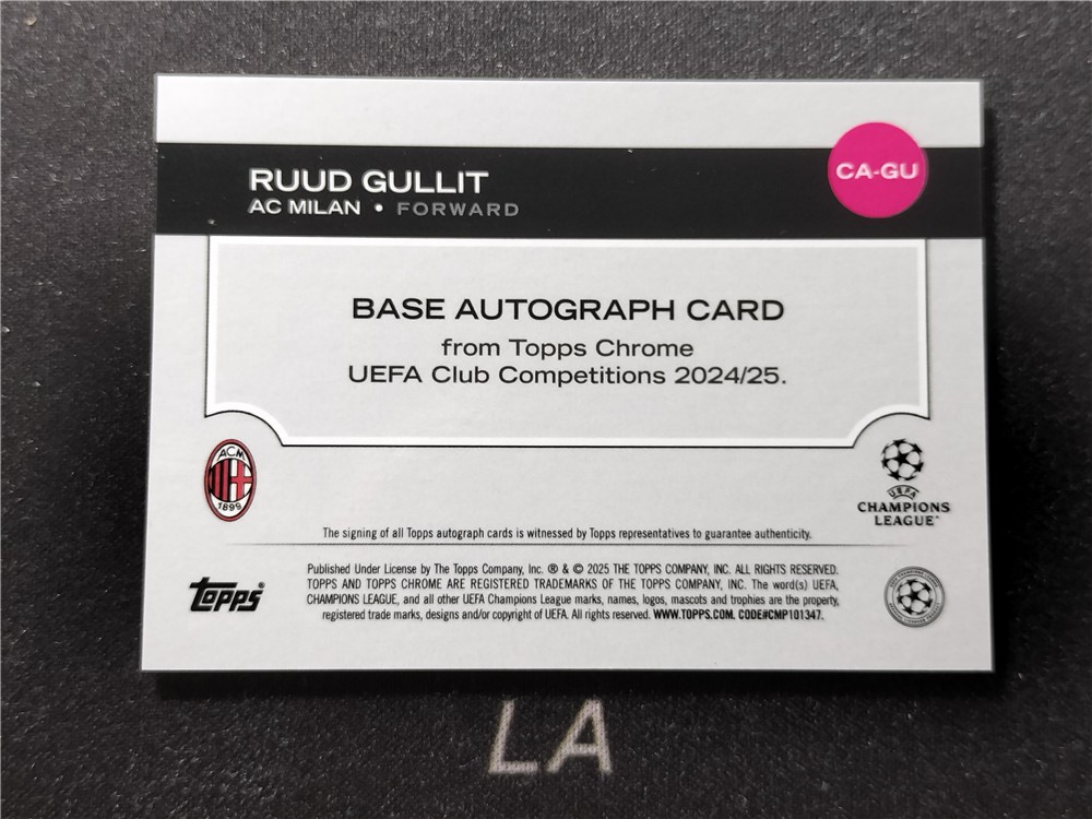 【LA拍卖】24-25 Topps Chrome UCC Ruud Gullit 欧冠 ‌路德 古利特 荷兰 辫帅 AC米兰 橙折 签字 ...