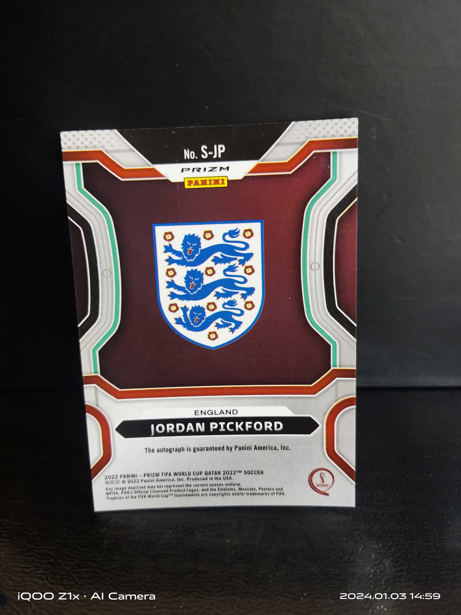 2022 Panini Prizm Jordan Pickford 世界杯PZ 皮克福德 完美墨迹签字卡 英格兰国门门神 埃弗顿 绿波纹 ...