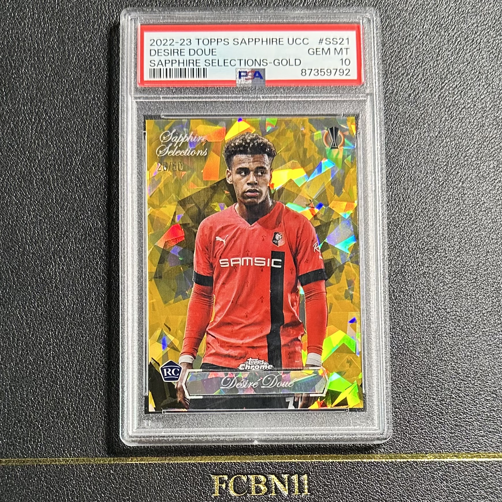 【FCB拍卖】2022-23 TOPPS CHROME DOUE 杜埃 RC 新秀 50编 26/50 金碎冰 金宝石 PSA10分 POP仅 ...