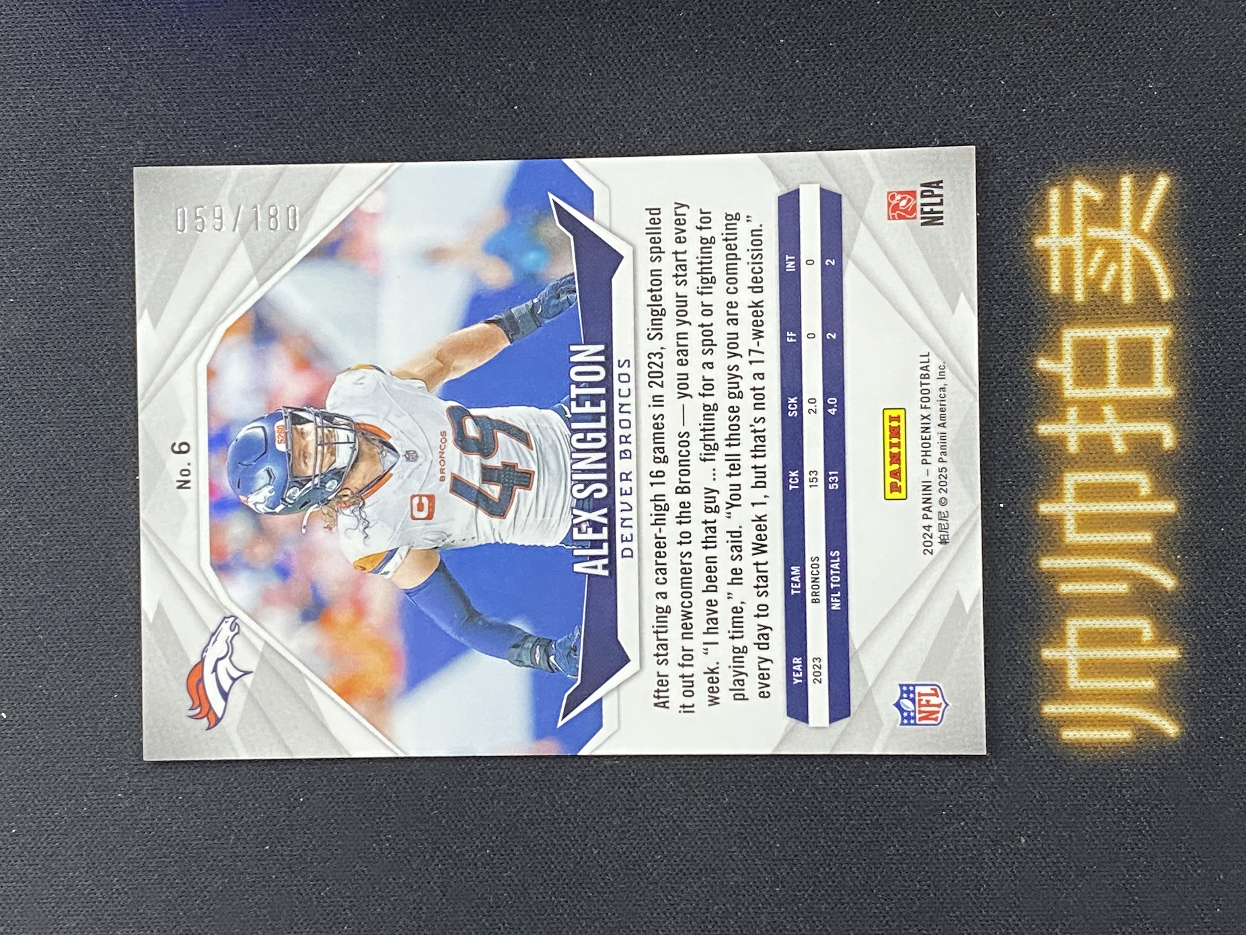 2024 Panini phoenix Alex Singleton NFL橄榄球 凤凰 亚历克斯 辛格尔顿 野马队 星星折 59/180编 ...