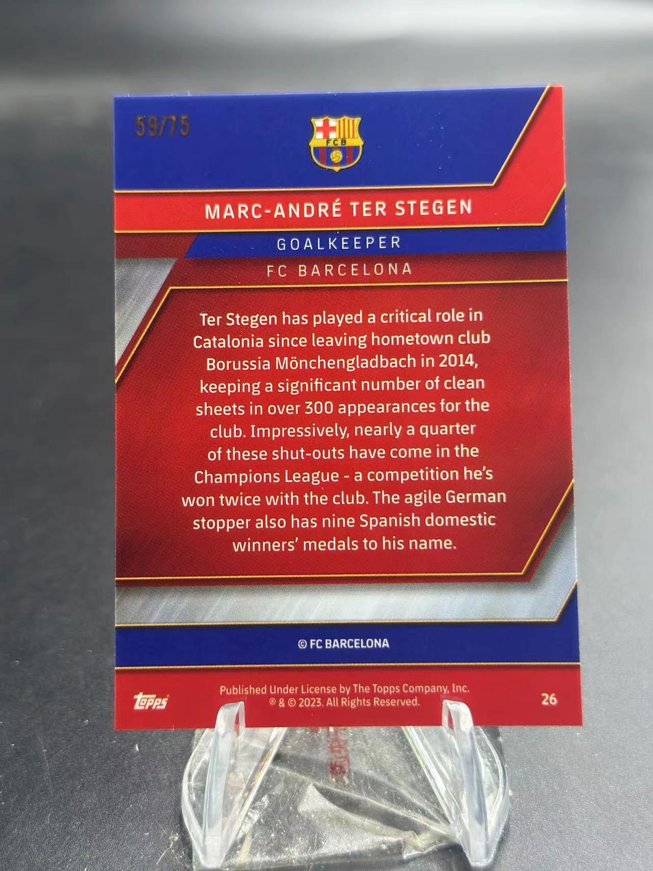 2023 Topps Chrome Barcelona Set Marc-Andre Ter Stegen 巴萨队盒 小狮子 特尔施特根 75编 蓝折 折射 卡品如图【原地起飞卡社】xia10 ...