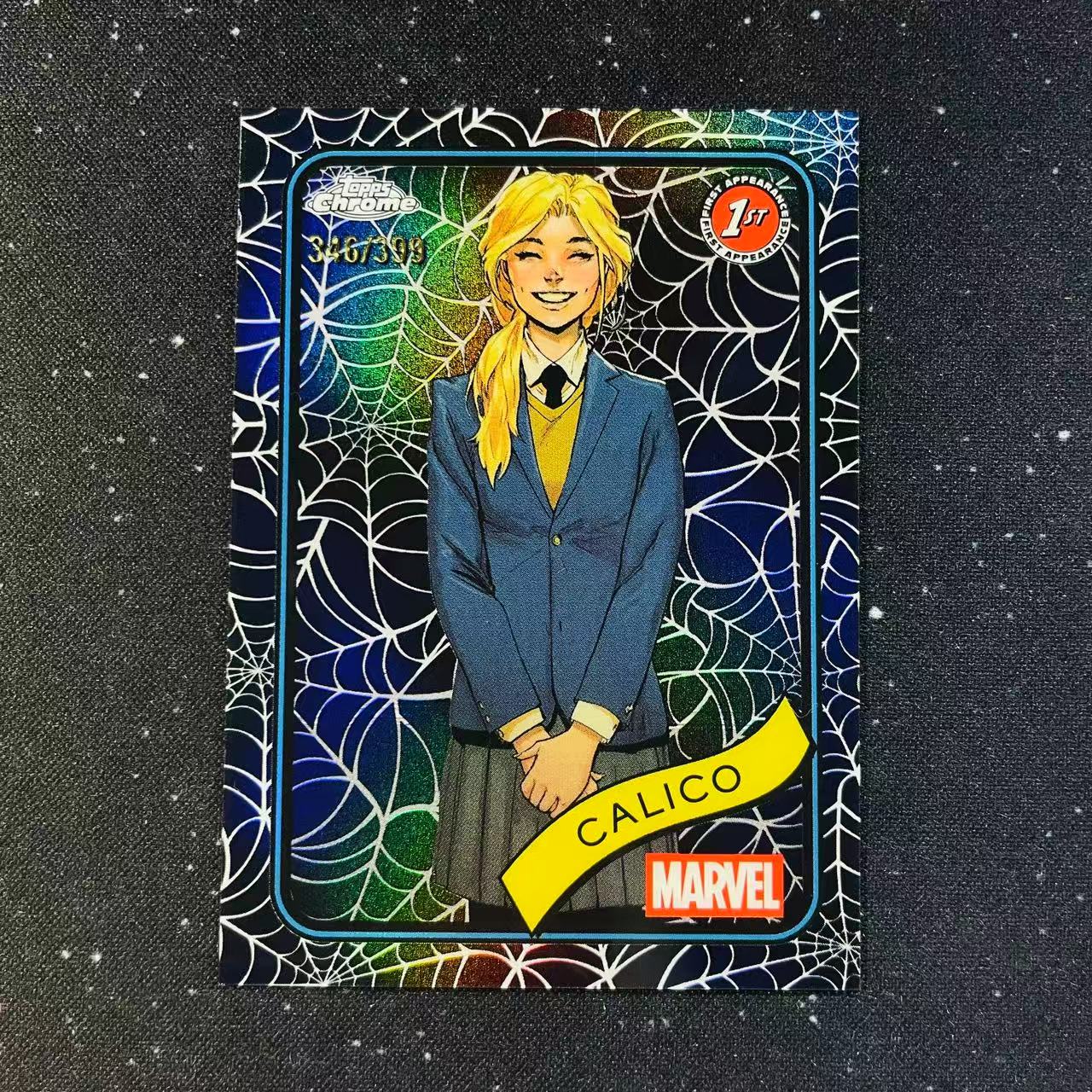 2025 Topps Marvel (MCU) Chrome 漫威 TC Calico 1st 首次亮相IP 加利科 蛛网折 /399编 划痕 ...