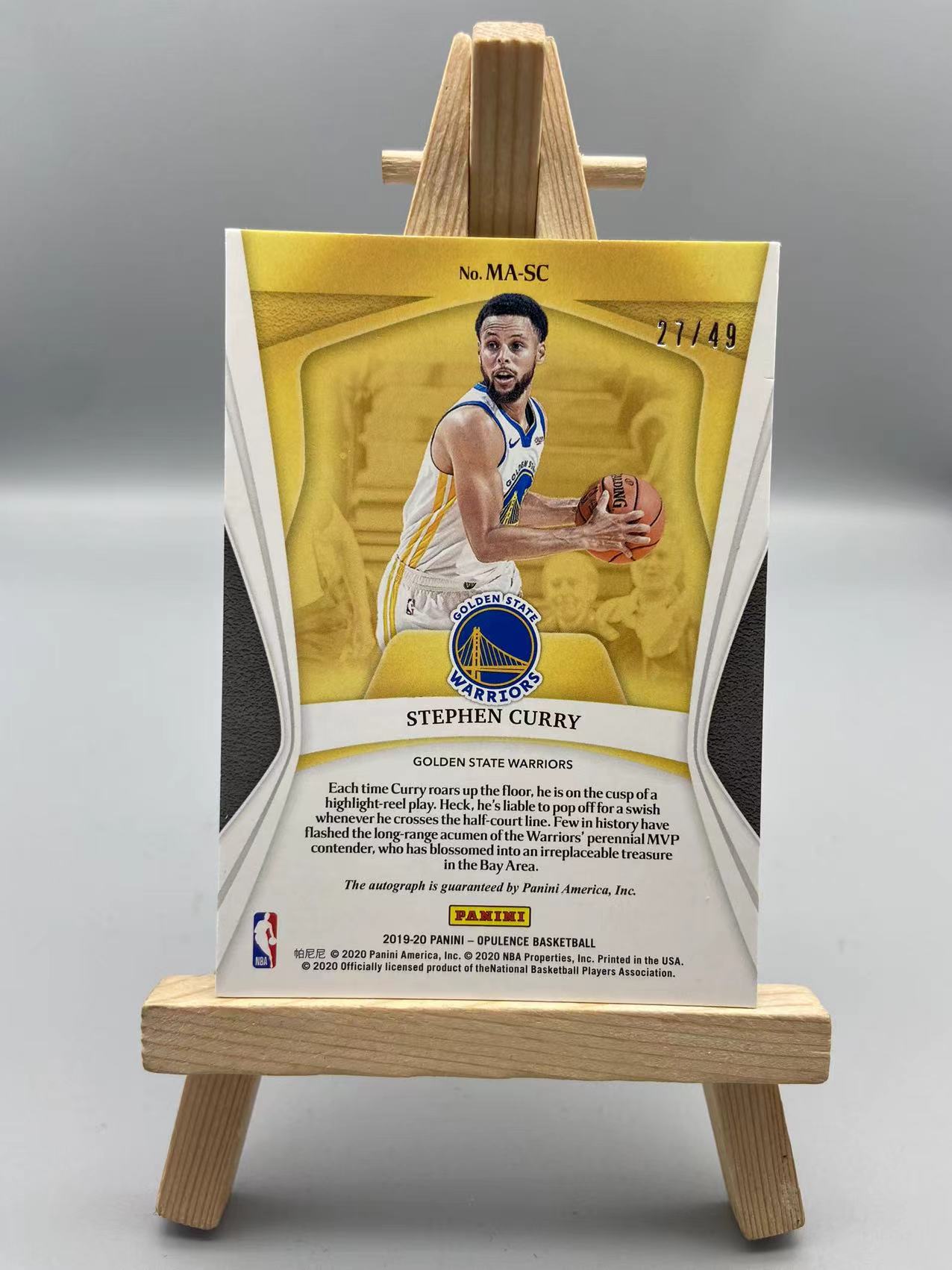 2019-20 Panini Opulence Stephen Curry 【舒克卡社】金书系列 勇士队 斯蒂芬库里 签字 镜面卡签 49编 ...