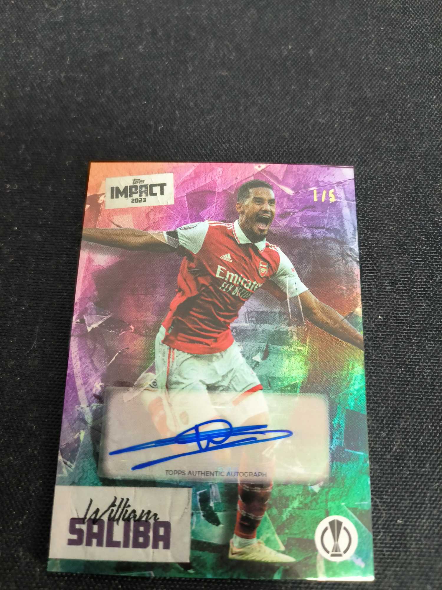 2023 Topps Impact William Saliba 欧战冲击盒 阿森纳 萨利巴1/5编 签字 首编 法国 8000万欧身价 最上 ...