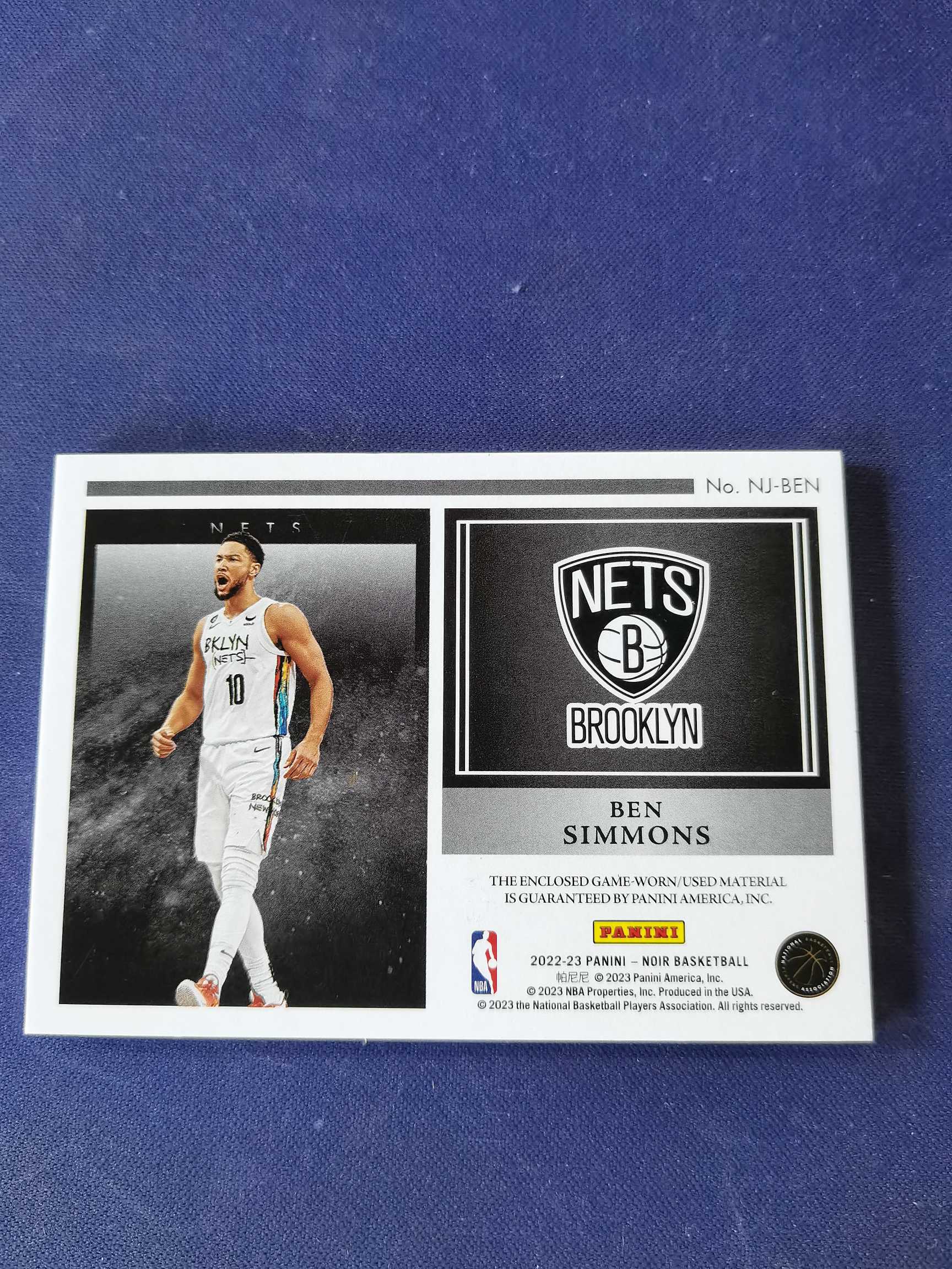 （怪兽拍卖）gsw A19 2022 23 Panini Noir Ben Simmons 诺尔 篮网 本 西蒙斯 75编 物料 球衣 收藏