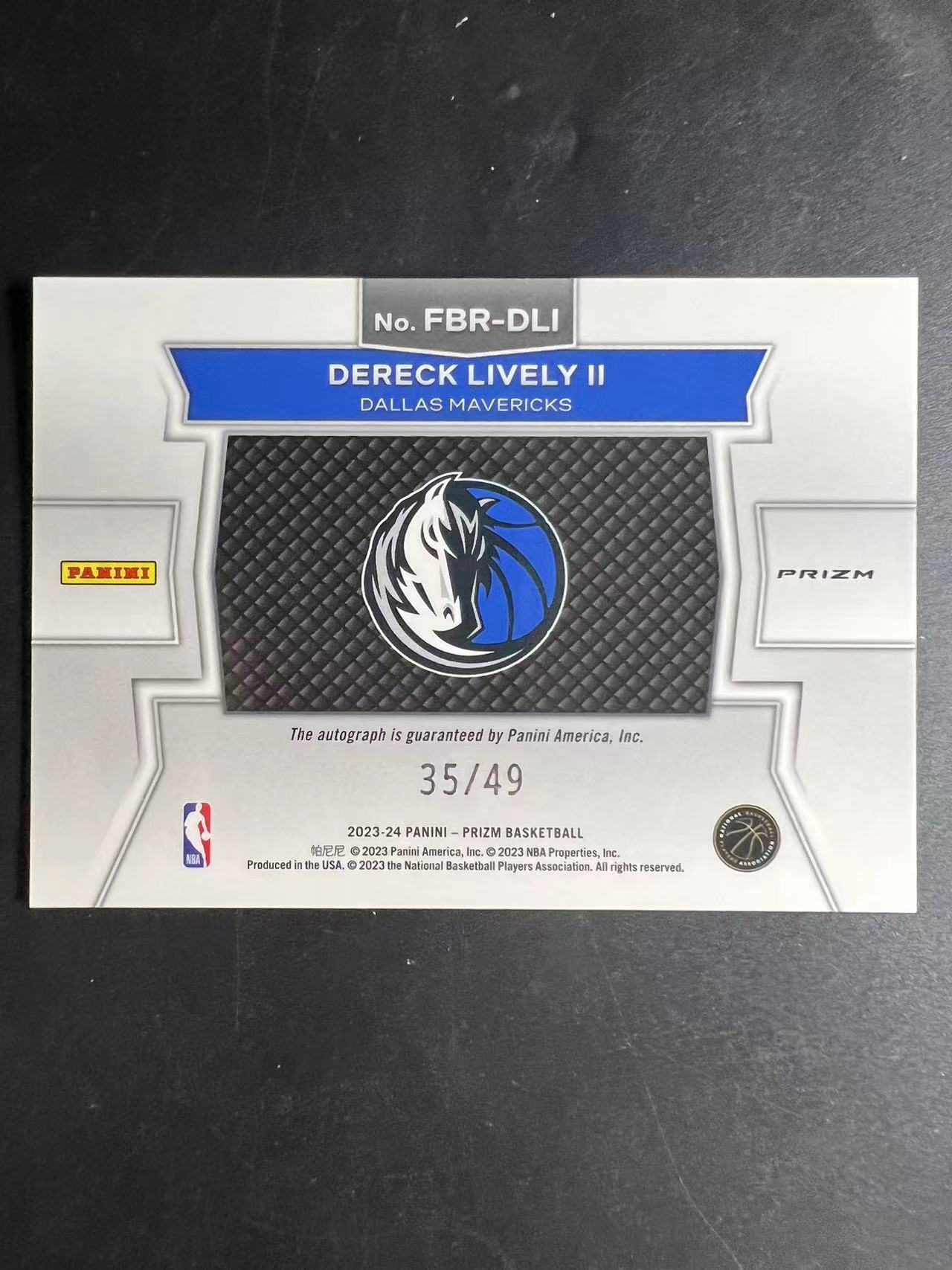 2023 24 Panini Prizm Dereck Lively Ii Rc 【肥猫代卖】二两 Pz 独行侠 新秀 德里克莱夫利二世 49