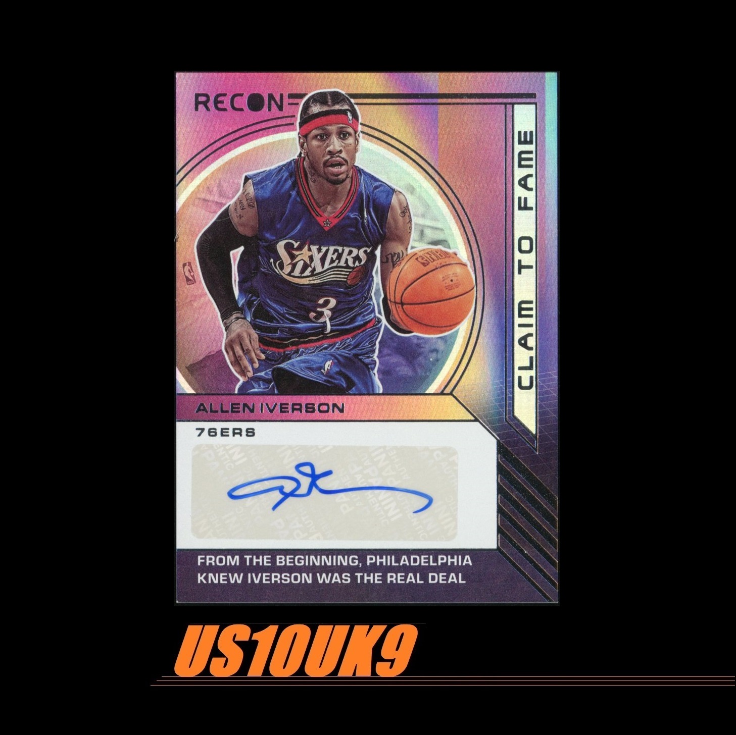 【US10-X554】2022-23 答案 艾弗森 Allen Iverson Recon Claim Of Fame 折射签字 紫折 76人 ...