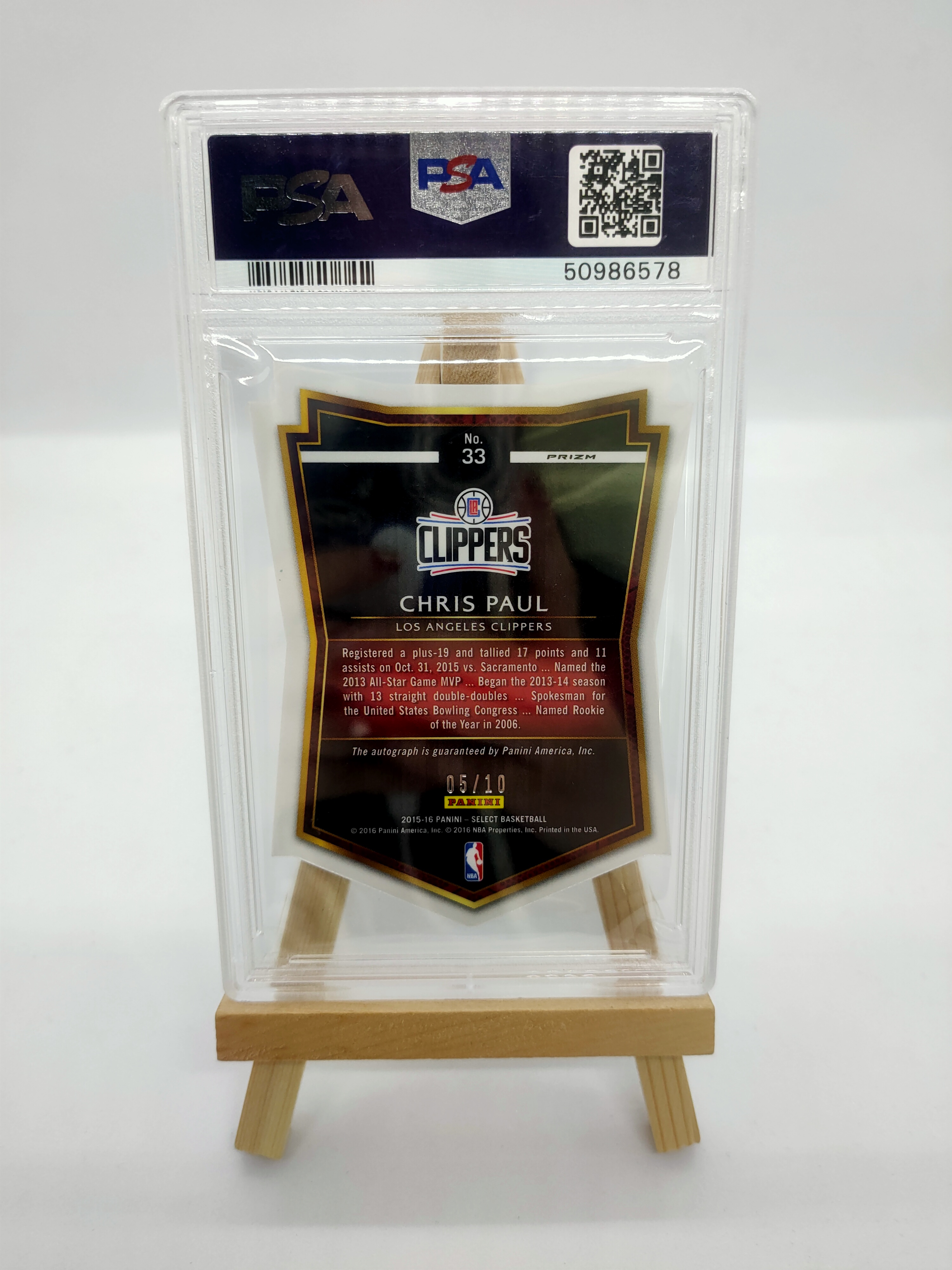 2015-16 Panini Select Chris Paul 【星辰代卖】快船 CP3 克里斯保罗 05/10编 异形切割 波纹折 签字卡 PSA评级卡 卡品如图 72s 文玩爱好 卡淘