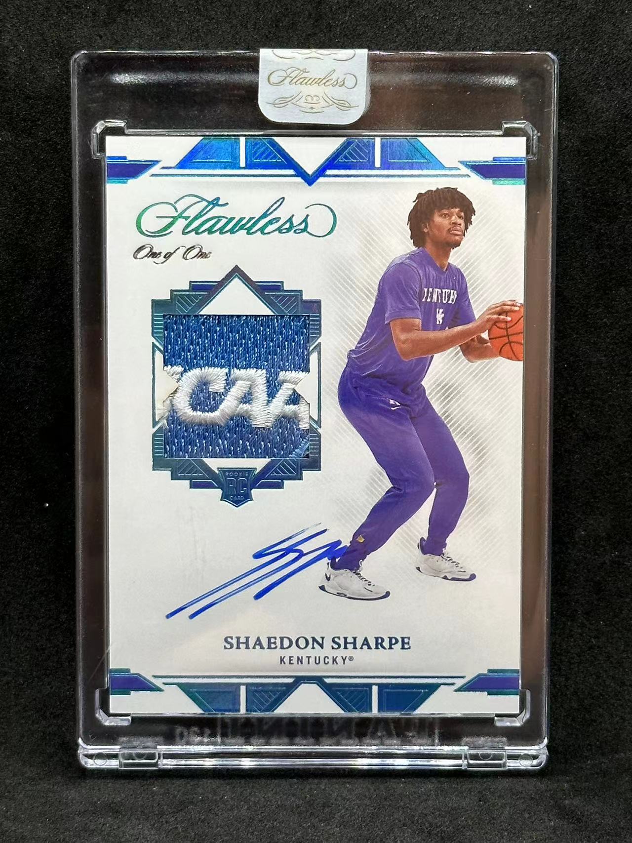 2022 Panini Flawless Shaedon Sharpe RC 大学手提 NCAA肯塔基 夏普 水湖蓝 1/1 1编1 新秀 ...