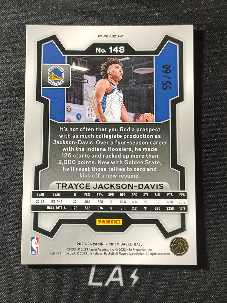 【LA拍卖】2023-24 Panini Prizm Trayce Jackson-Davis 新秀RC 特雷斯 杰克逊 戴维斯 勇士队 未来 ...