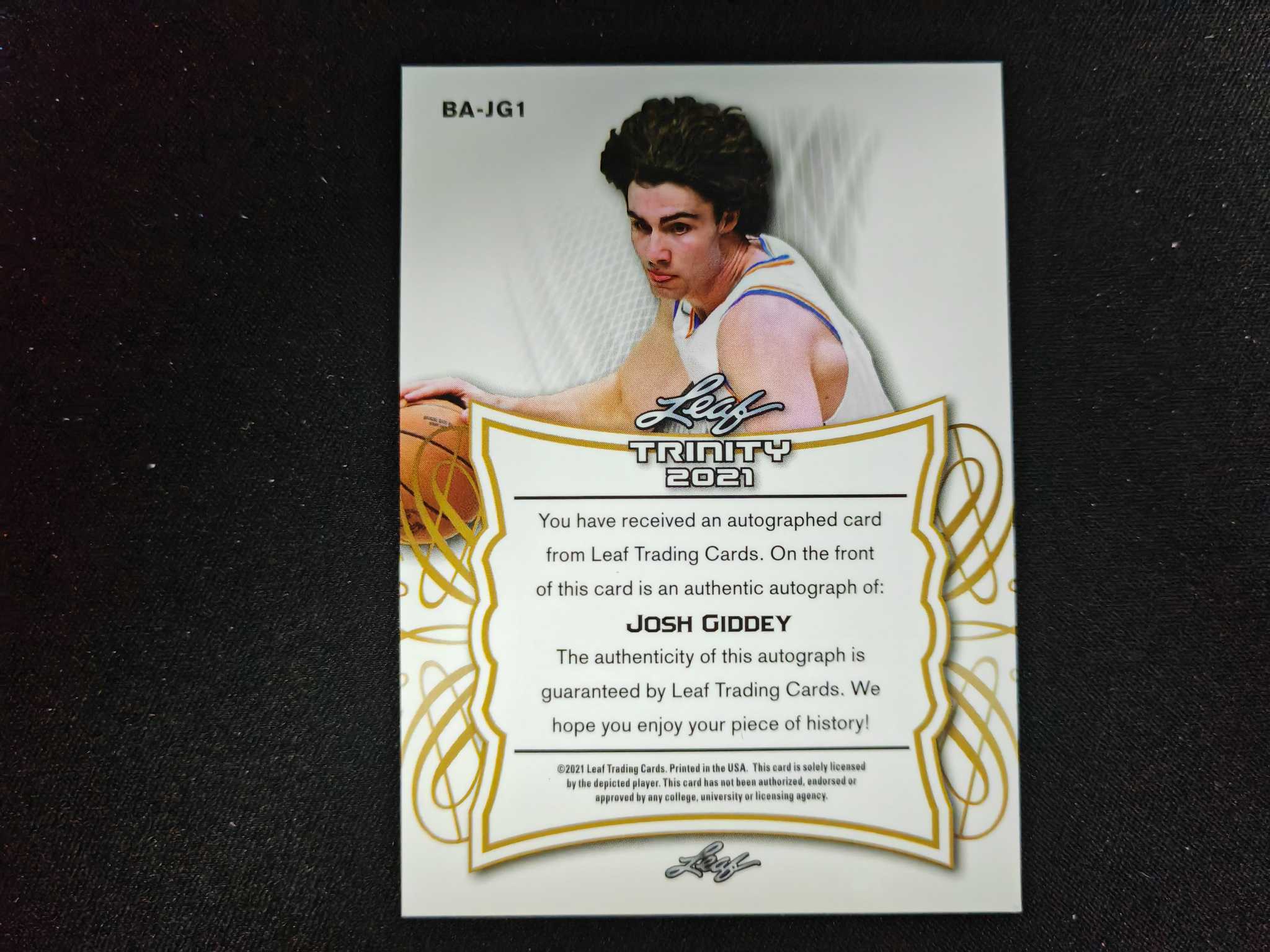 2021-22 Leaf Signature Josh Giddey RC SC球星卡 新秀 约什吉迪 签字 卡品如图收藏如图（扭老板） 卡淘