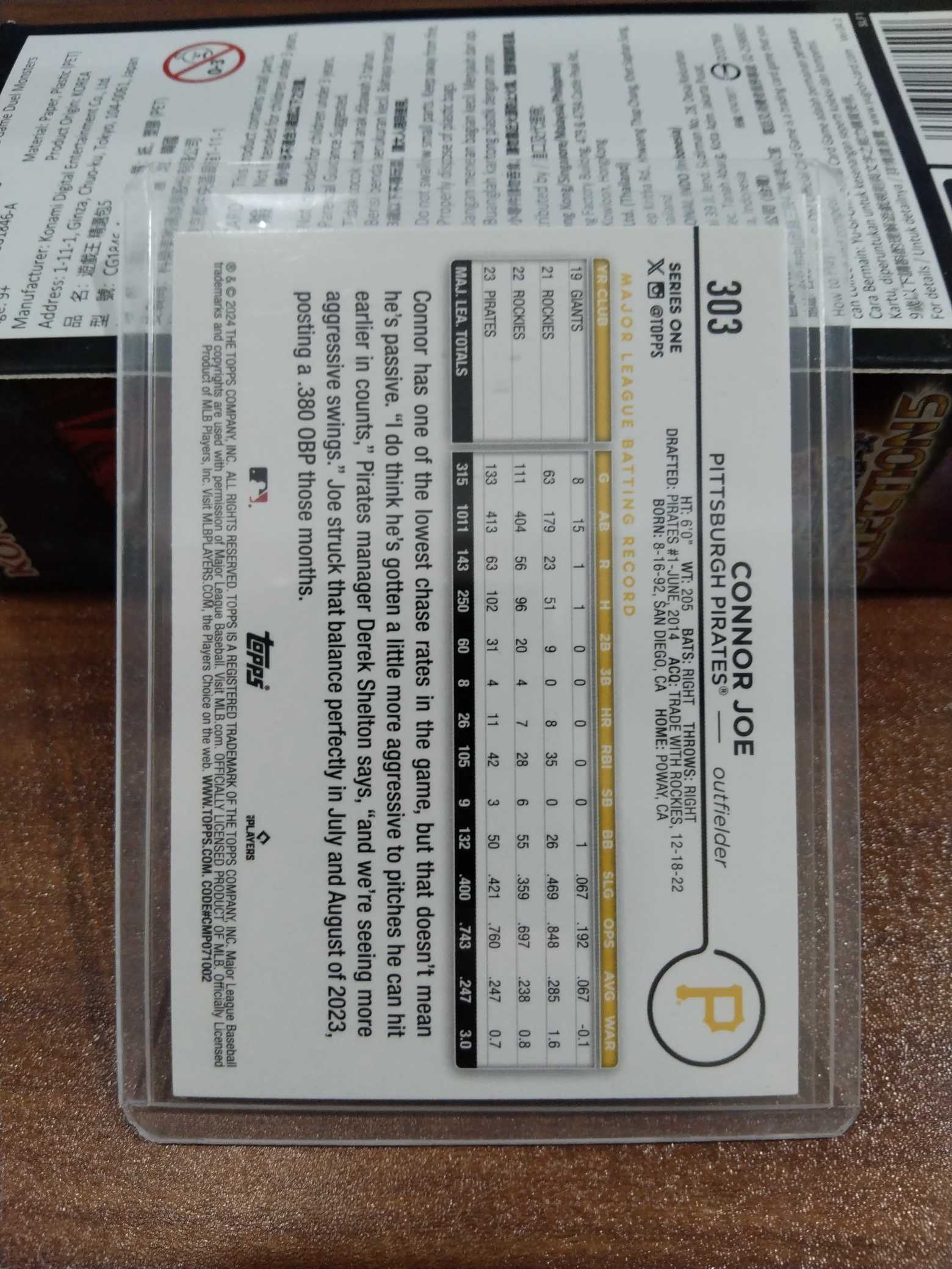 2024 Topps Series Connor joe MLB美职棒大联盟 匹兹堡海盗队 康纳 乔 外野手 队徽折收藏凑套专收必备胡嘉兴发不 ...