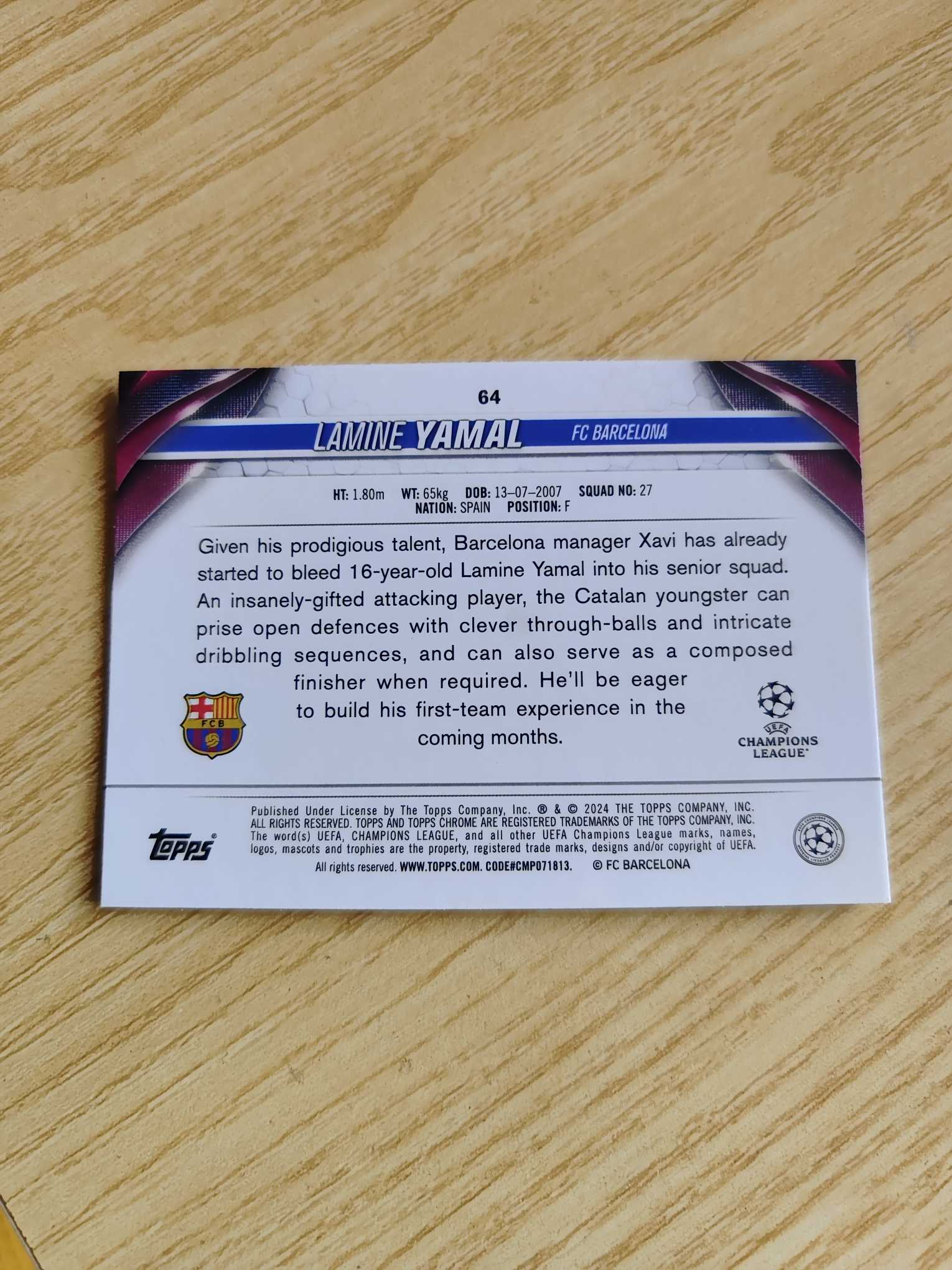 2024 Topps Topps Chrome Lamine Yamal RC 欧冠TC 巴塞罗那 巴萨 新秀 亚马尔 base 收藏必备 专 ...