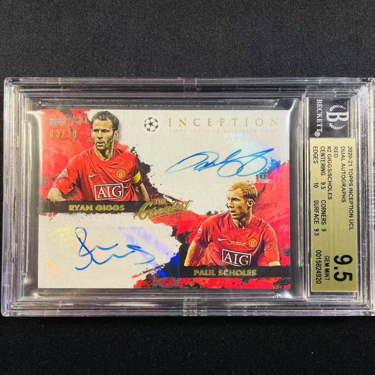 2020-21 Topps inception GIGGS & Scholes 元年欧冠盗梦空间 曼联 吉格斯 斯科尔斯 双人签字双签 10编 BGS9.5分 C罗贝克汉姆队友 洛北拍卖 ...