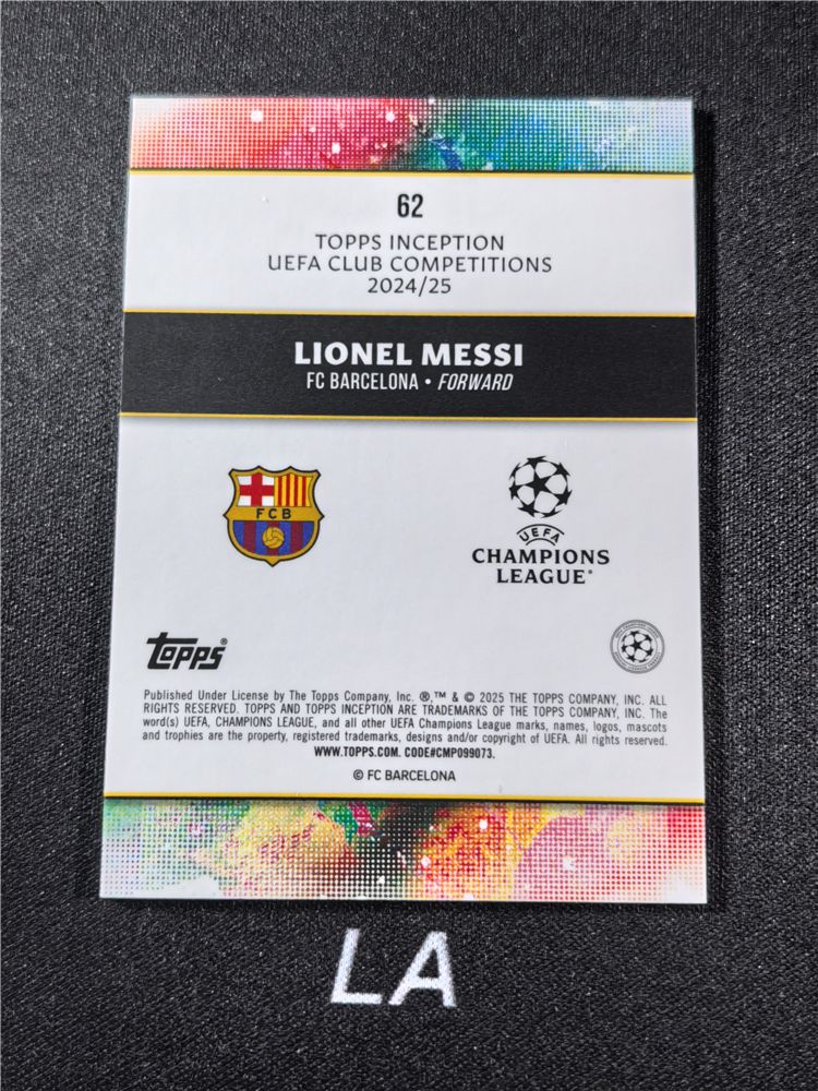 【LA拍卖】2024-25 Topps Inception UCC Lionel Messi 欧冠 盗梦空间 利昂内尔 梅西 球王 巴萨 巴黎 ...