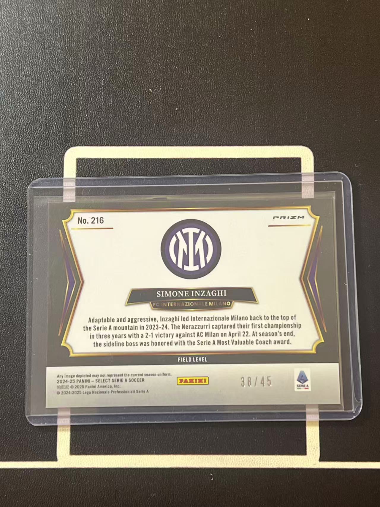 2024-25 Panini Select 意甲 Simone Inzaghi 西蒙尼 因扎吉 小因扎吉 国米 三级 铜格子折 铜棋盘折 45 ...