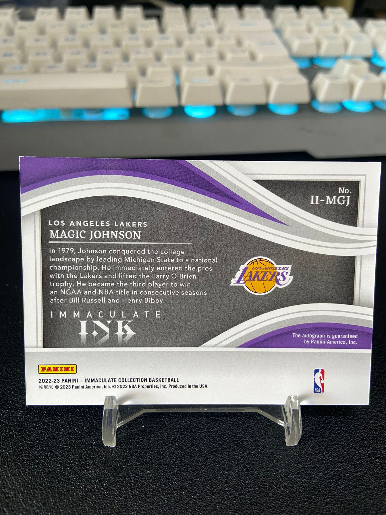 【浩行拍卖 截标预付82%】2022-23 panini immaculate magic johnson 湖人 魔术师 约翰逊 签字 卡签 INK签 金平行 37/75编 瑕疵看图 专收必备 ...