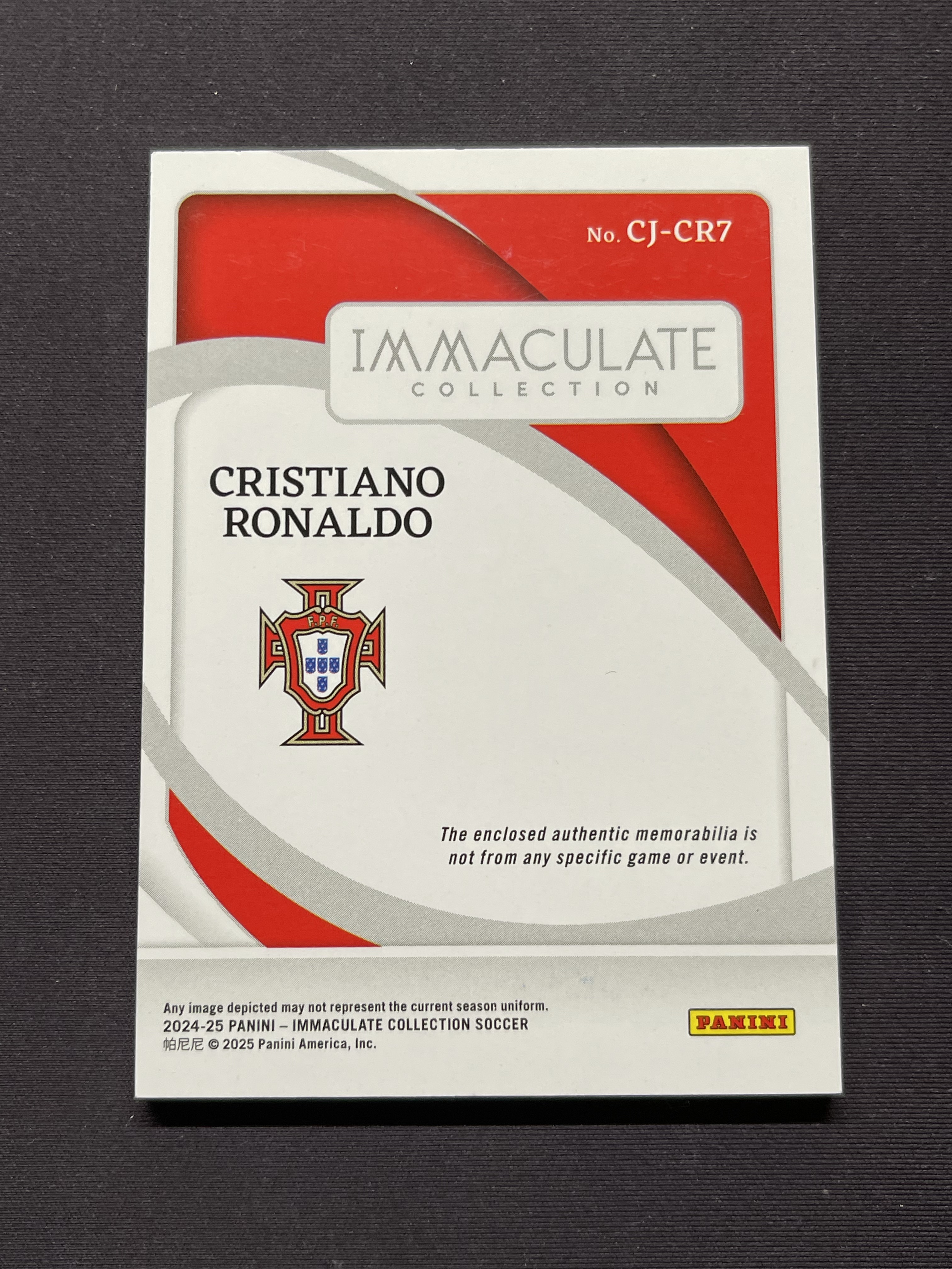 2024-25 Panini Immaculate Cristiano Ronaldo 葡萄牙 克里斯蒂亚诺罗纳尔多 C罗 镜面 ...