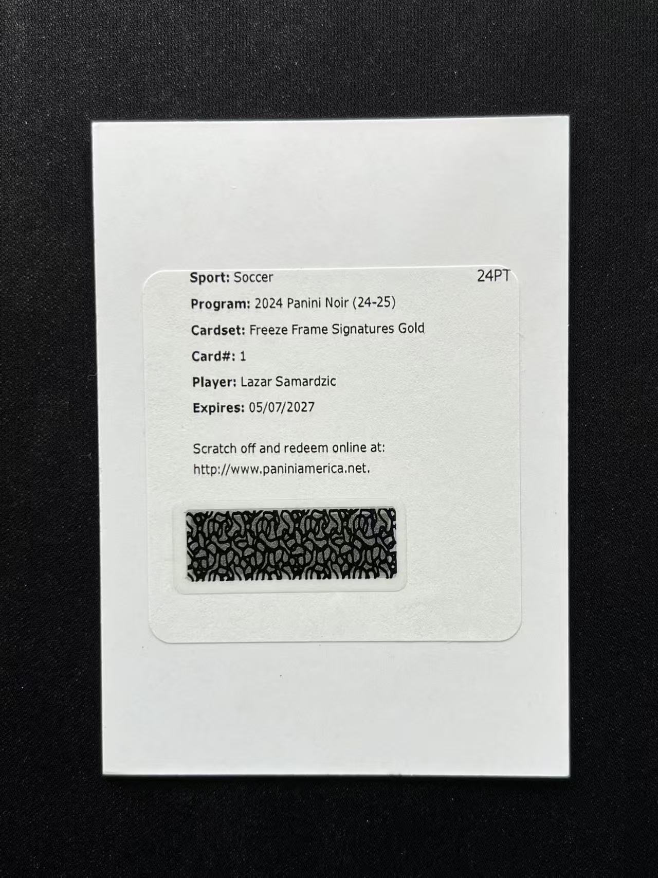 【长安代卖 截标预付80%】2024-25 Panini Noir 诺尔 Lazar Samardzic 塞尔维亚 萨马尔季奇 Freeze ...