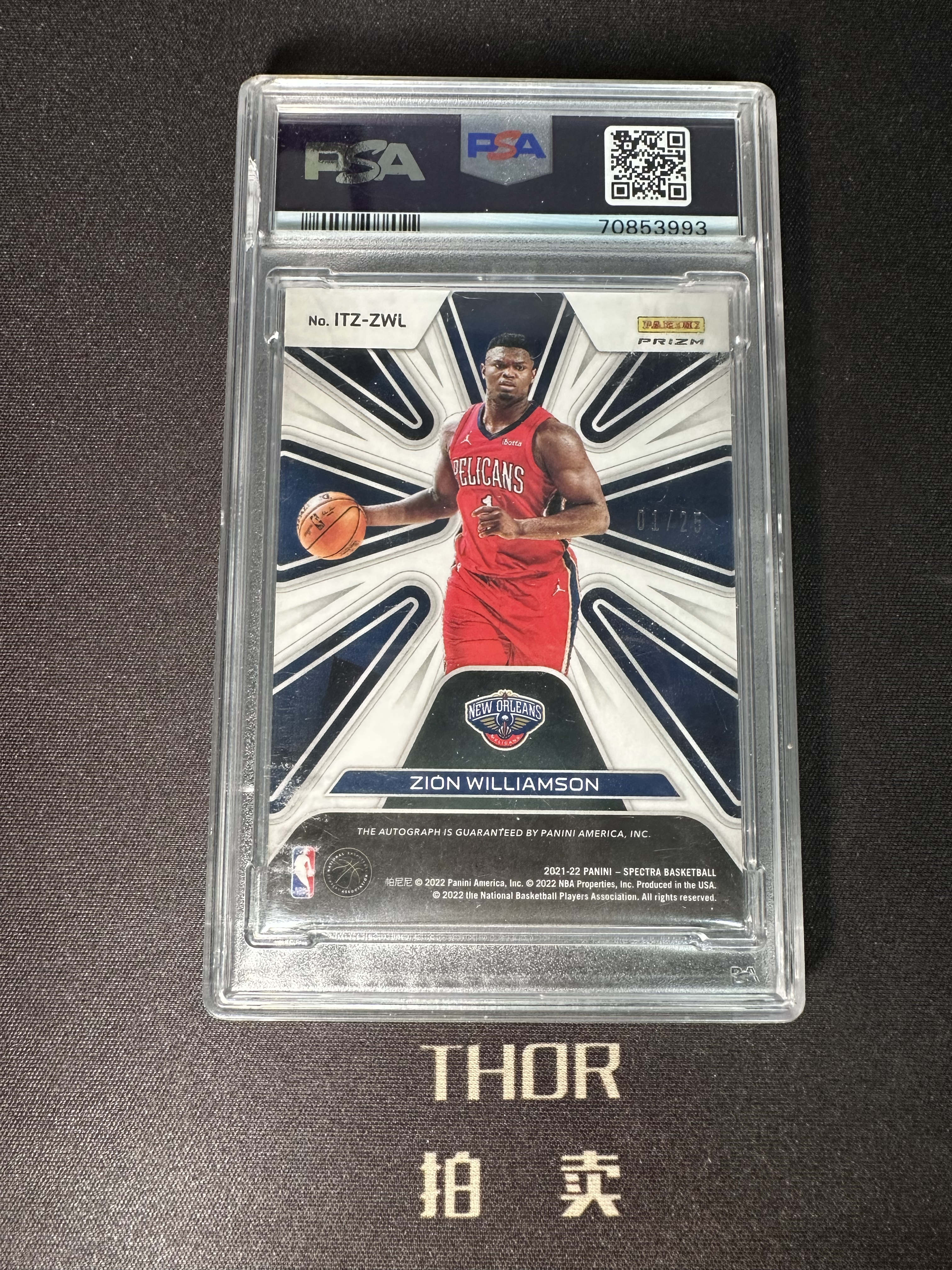 【Thor拍卖】2021-22 Spectra Zion Williamson 光谱 鹈鹕 锡安 威廉姆森 胖虎 签字 卡签 碎冰折 01/ ...